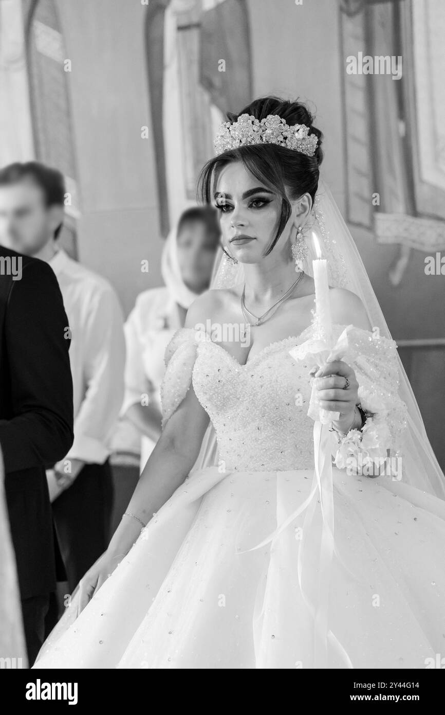 Elegant Bride Holding Candle in a Traditional Wedding Ceremony Stock ...
