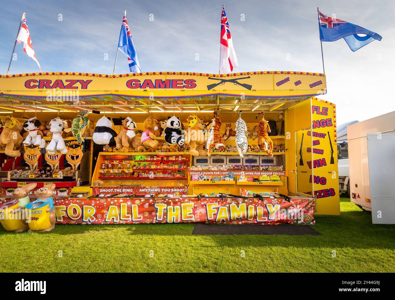 Funfair festival game stall booth showing family fun games and prizes ...