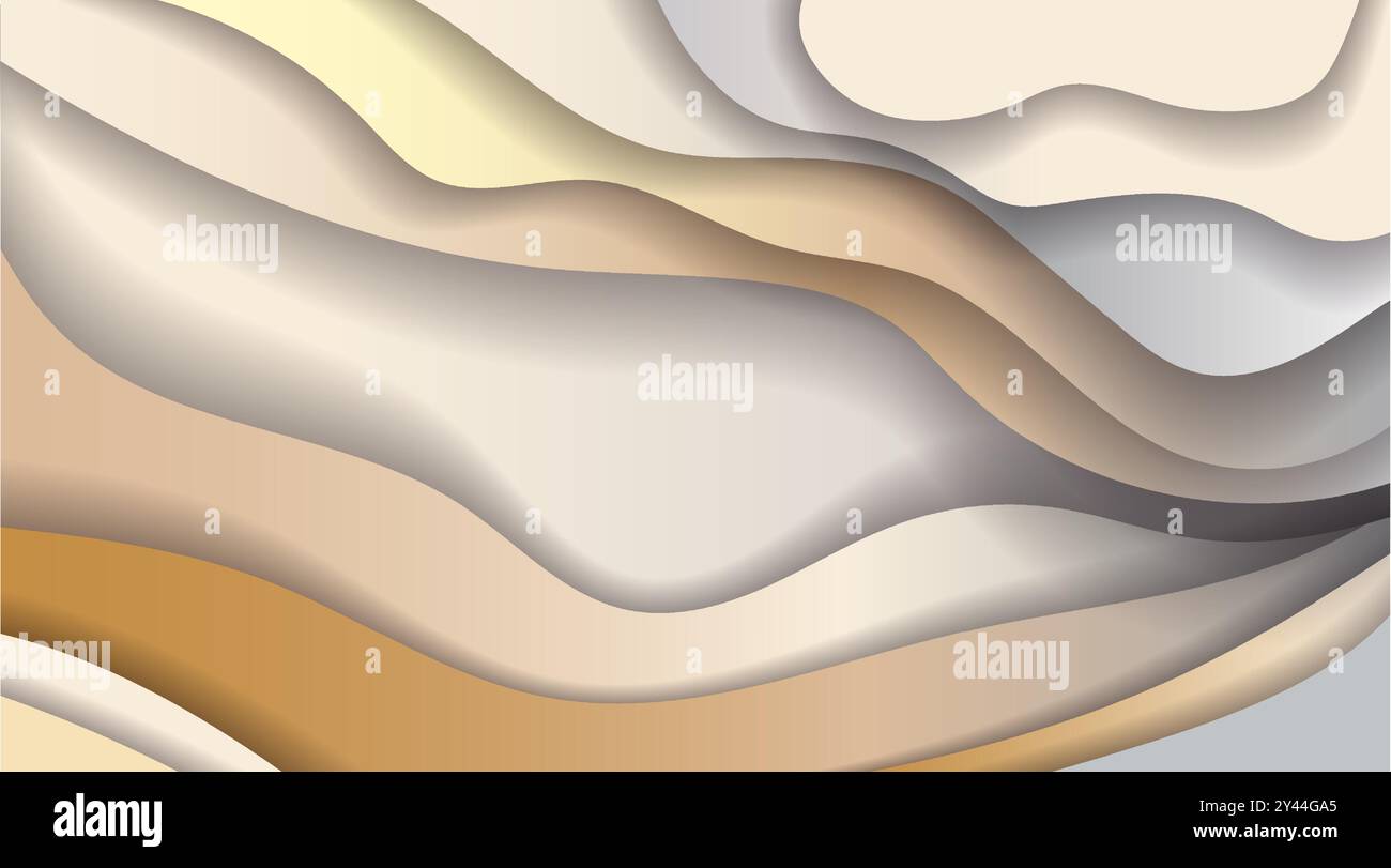 Abstract background with smooth, wavy shapes in shades of beige, grey ...