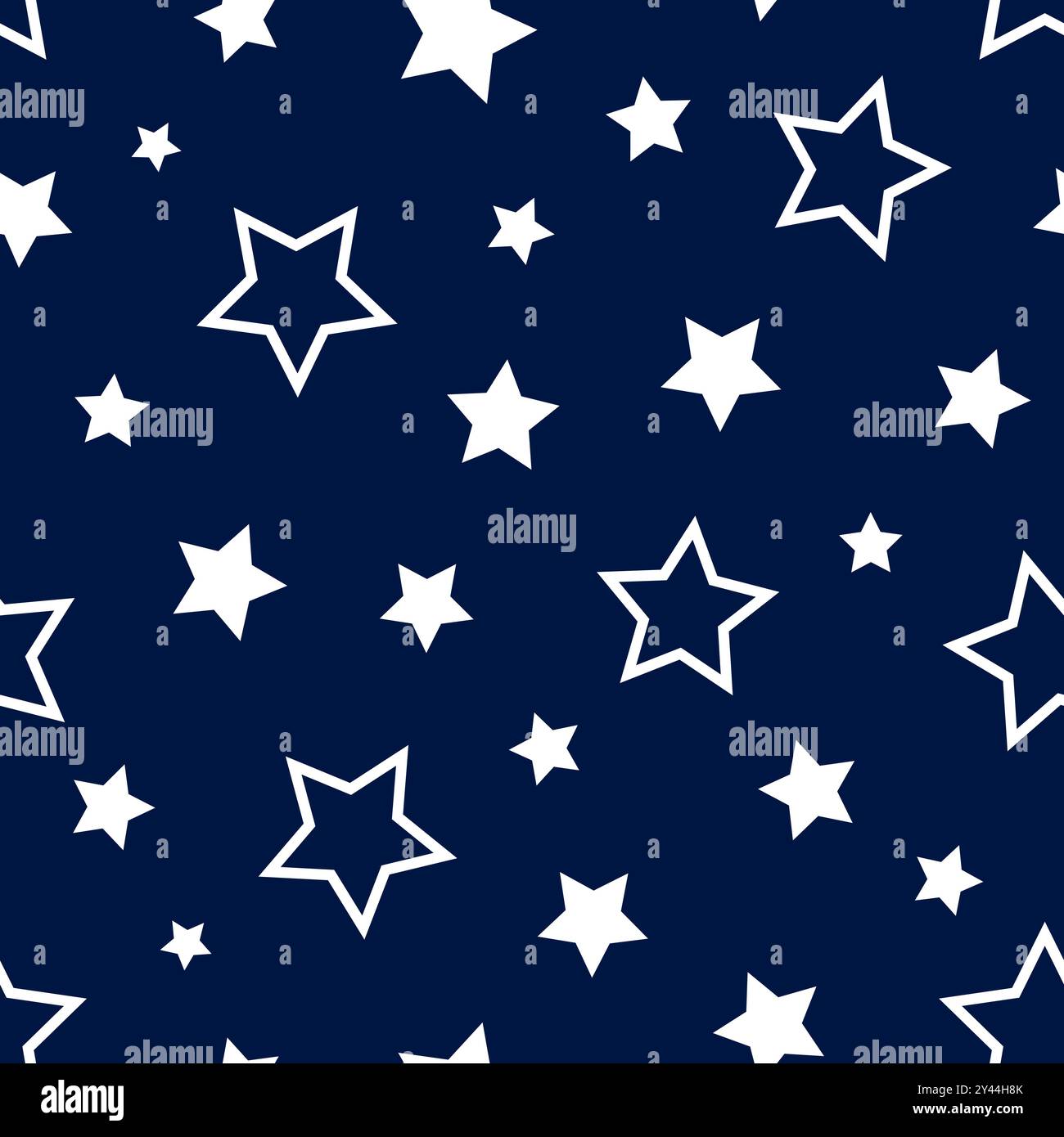 Star seamless pattern. Repeating white stars in blue background. Simple ...