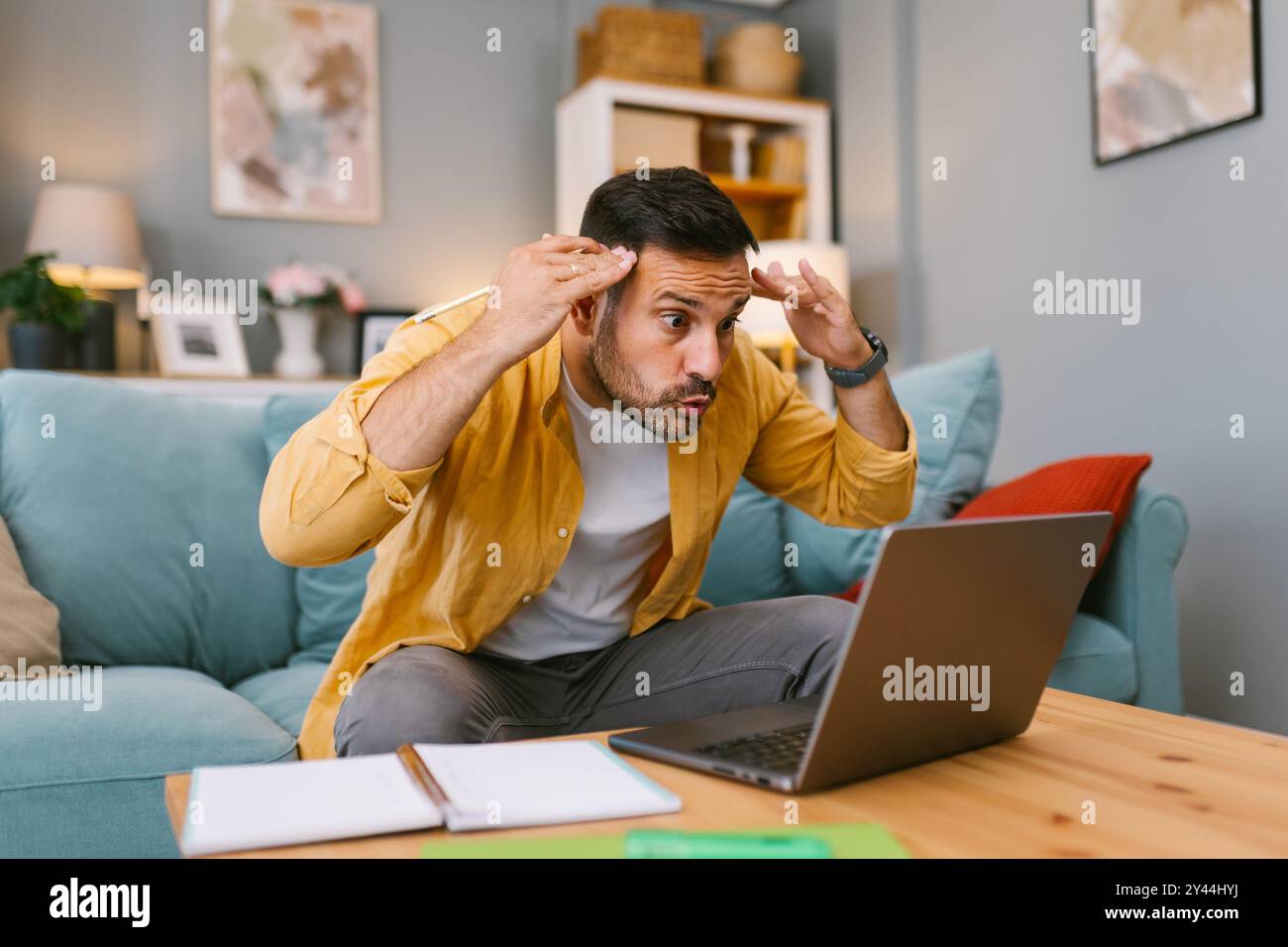 Stressed man problem on laptop hi-res stock photography and images - Alamy