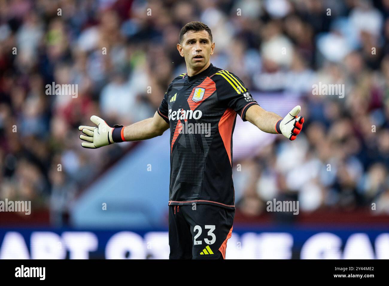 Aston Villa goalkeeper Emiliano Martinez (23) during the Premier League ...