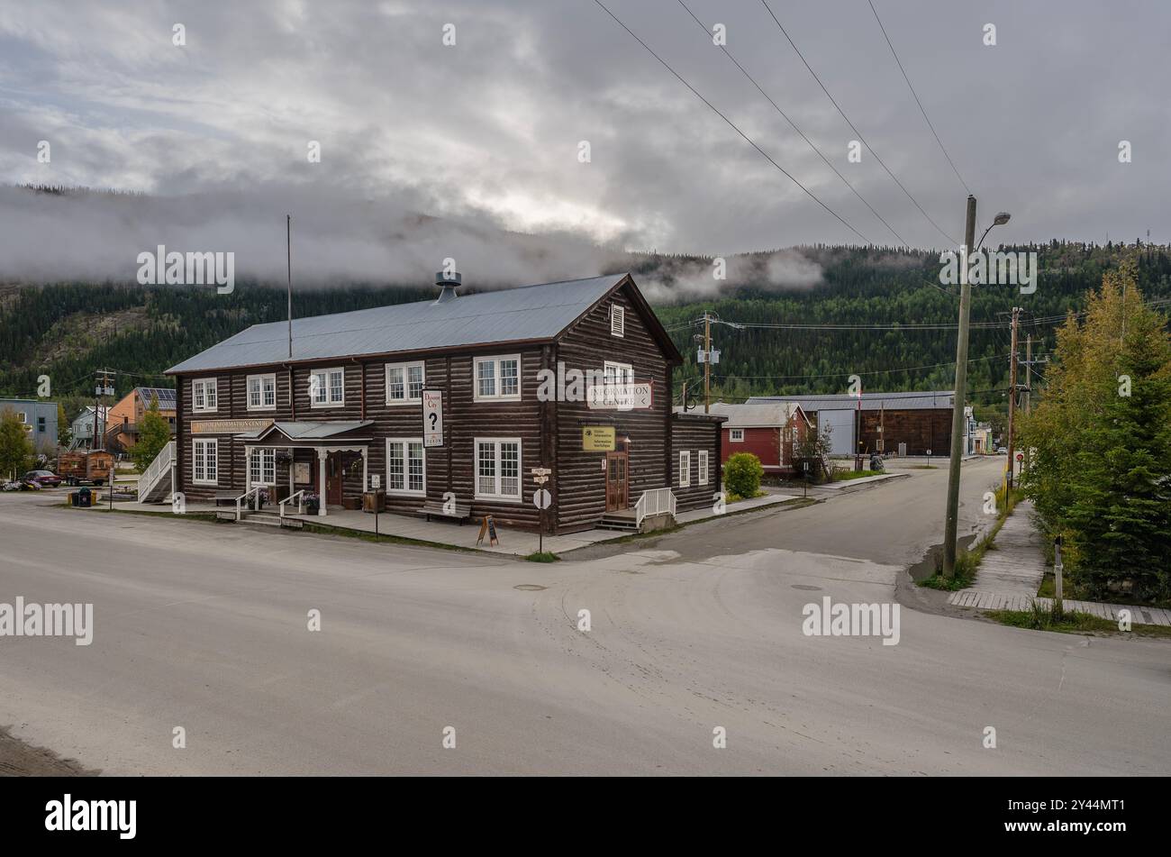 Dawson City, Yukon, Canada – August 27, 2024: Exterior of a log ...