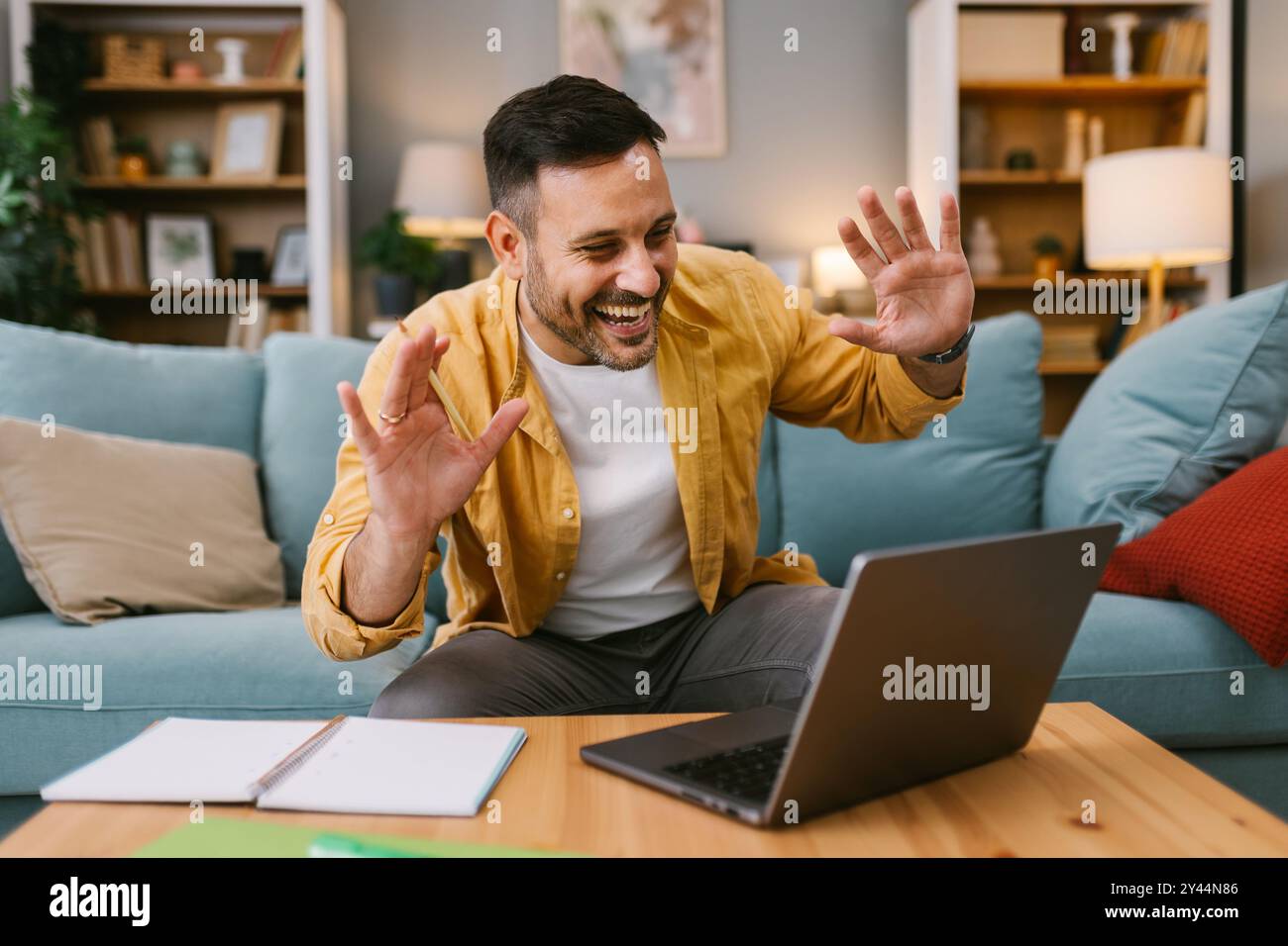 Laptop video call caucasian businessman hi-res stock photography and ...