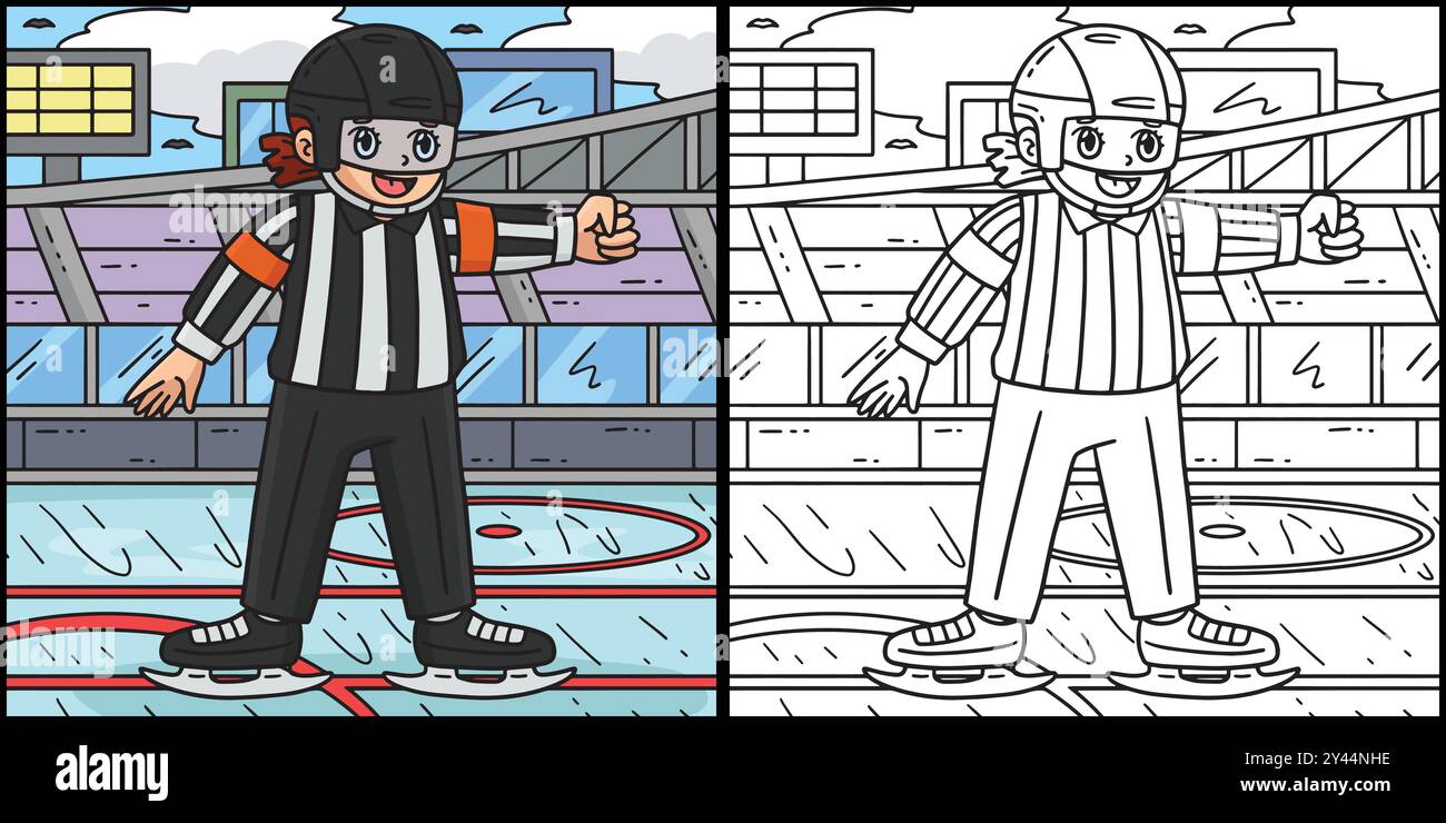 Ice Hockey Female Referee Coloring Illustration Stock Vector Image ...