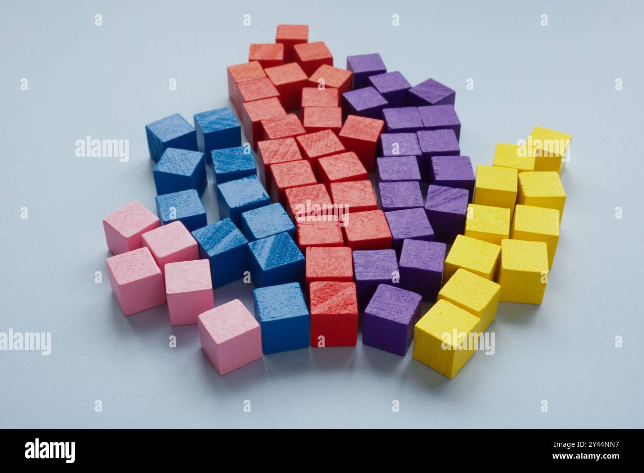 Colored cubes shaped like a pie chart with abstract data analysis and ...