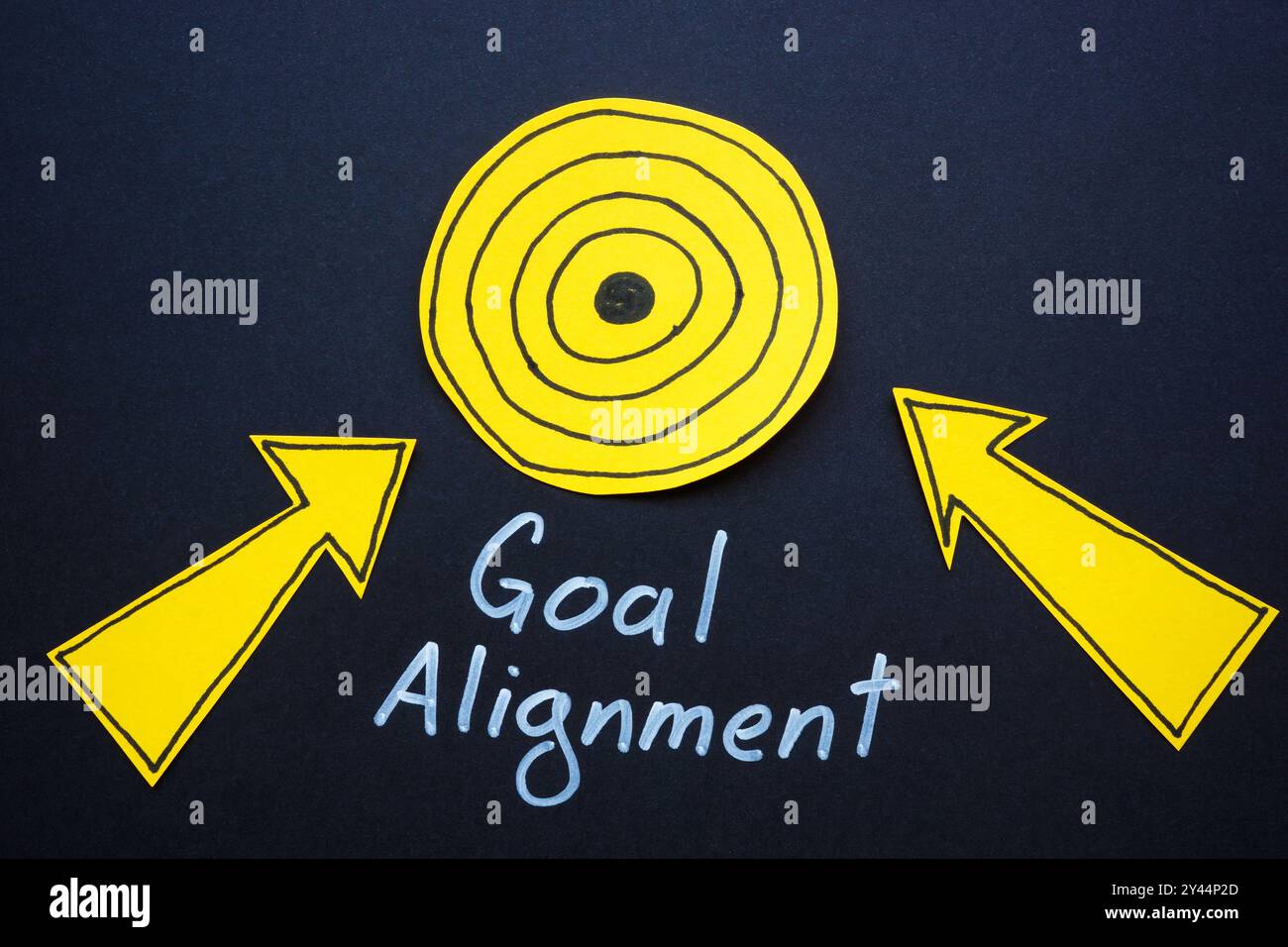 The phrase goal alignment and arrows. Strategic planning and ...