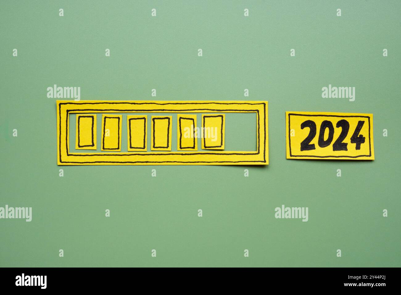 Almost full paper progress bar and the year 2024. Goal achievement and ...