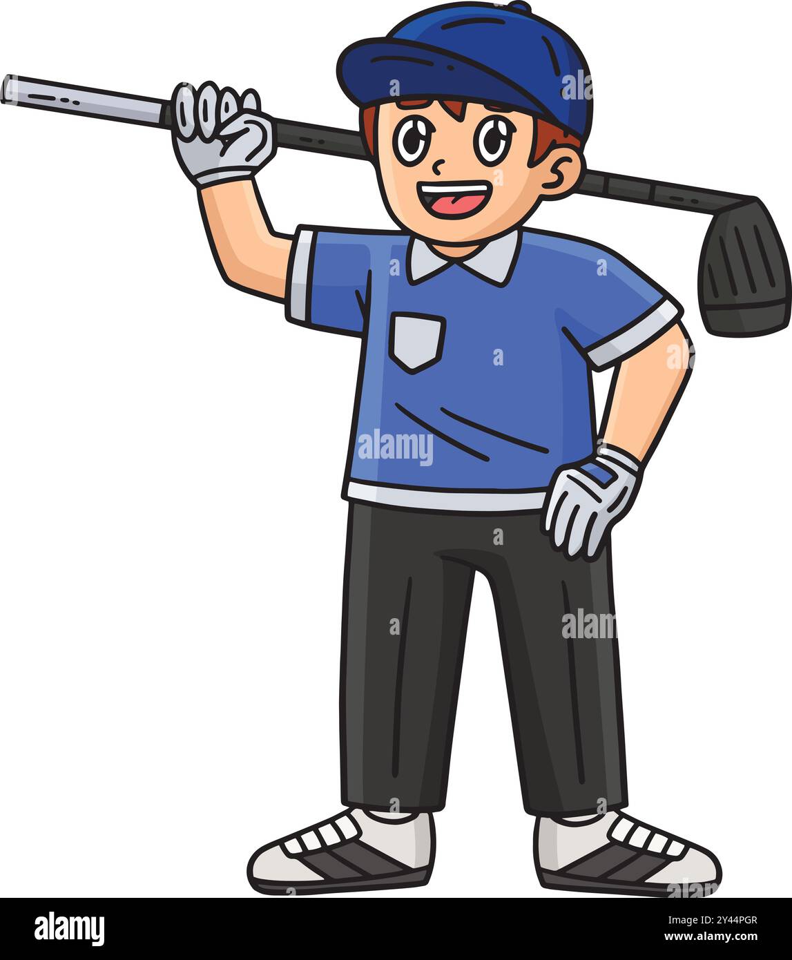 Golf Golfer with Club Cartoon Colored Clipart Stock Vector Image & Art ...