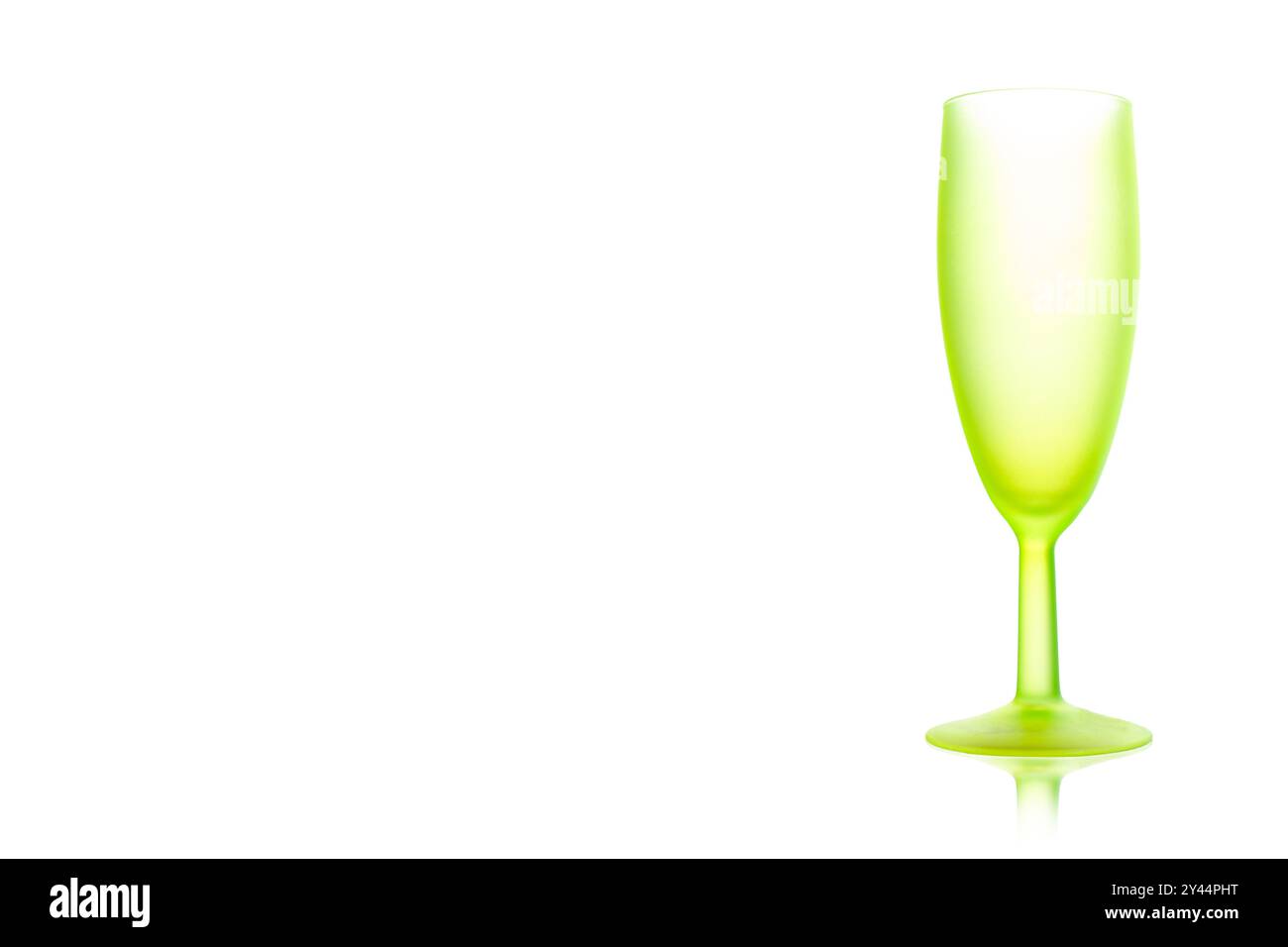 Green matt champaign glass isolated on white. Free space for text ...