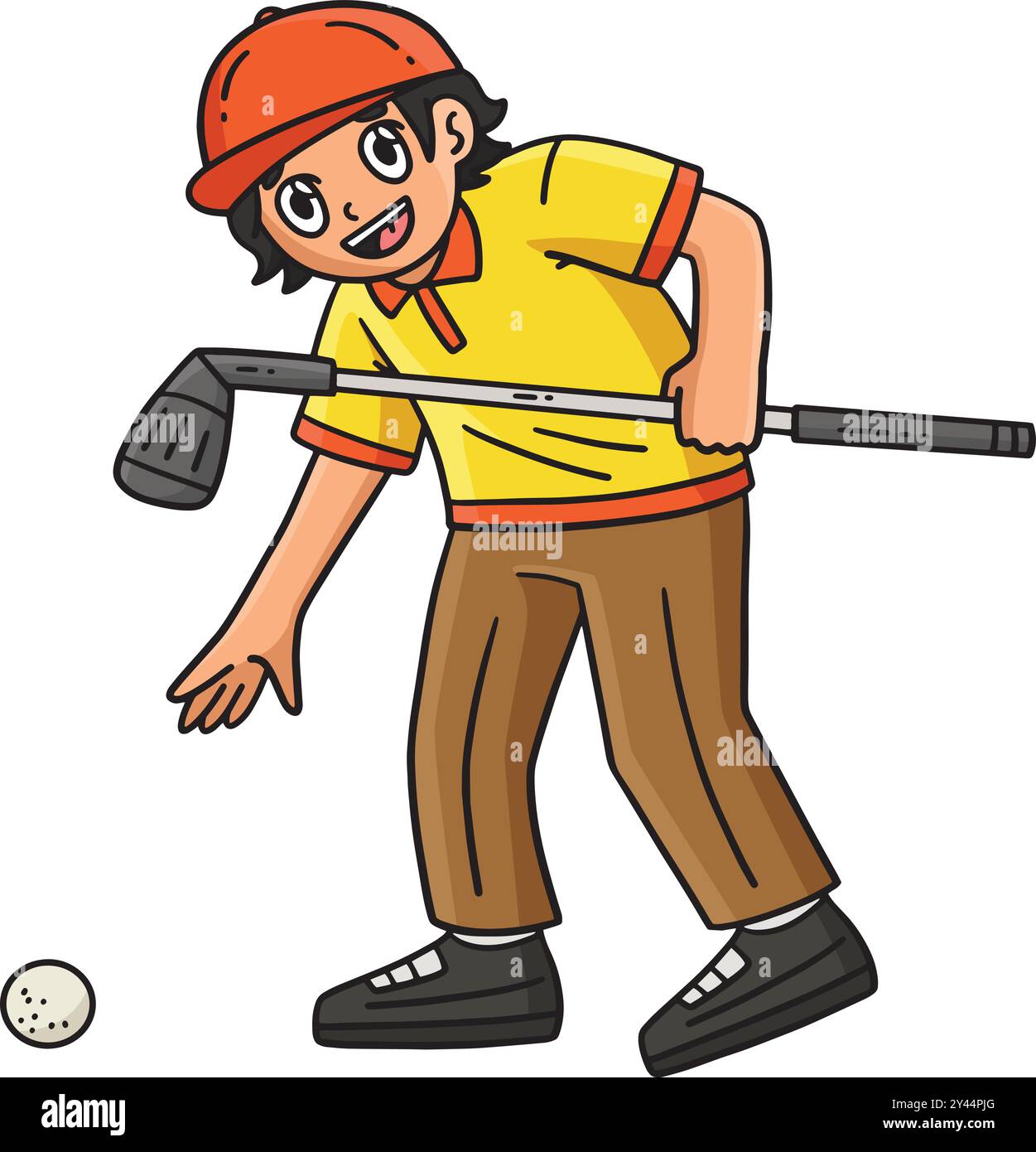 Golf Golfer Picking Up Ball Cartoon Clipart Stock Vector Image & Art ...