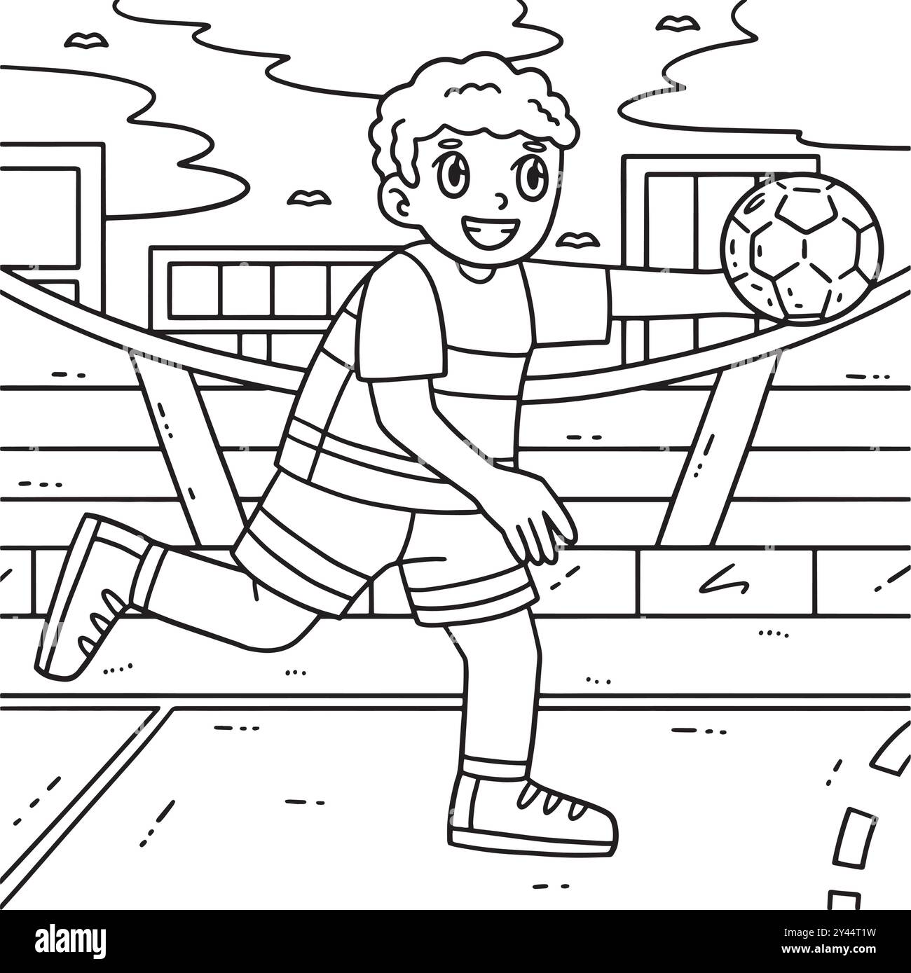 Handball Player Running with the Ball Coloring Stock Vector Image & Art ...