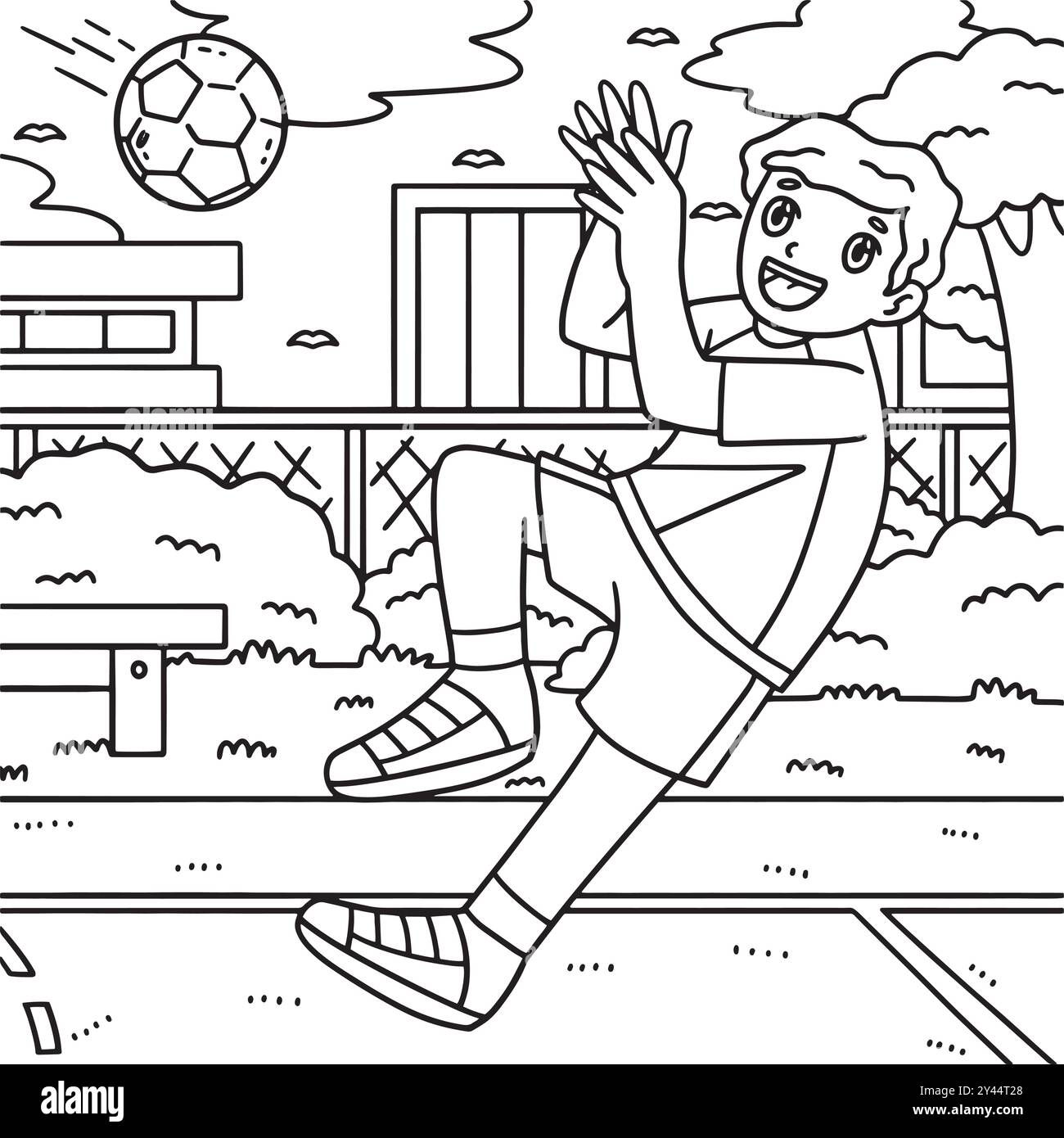 Handball Player Catching the Ball Coloring Page Stock Vector Image ...