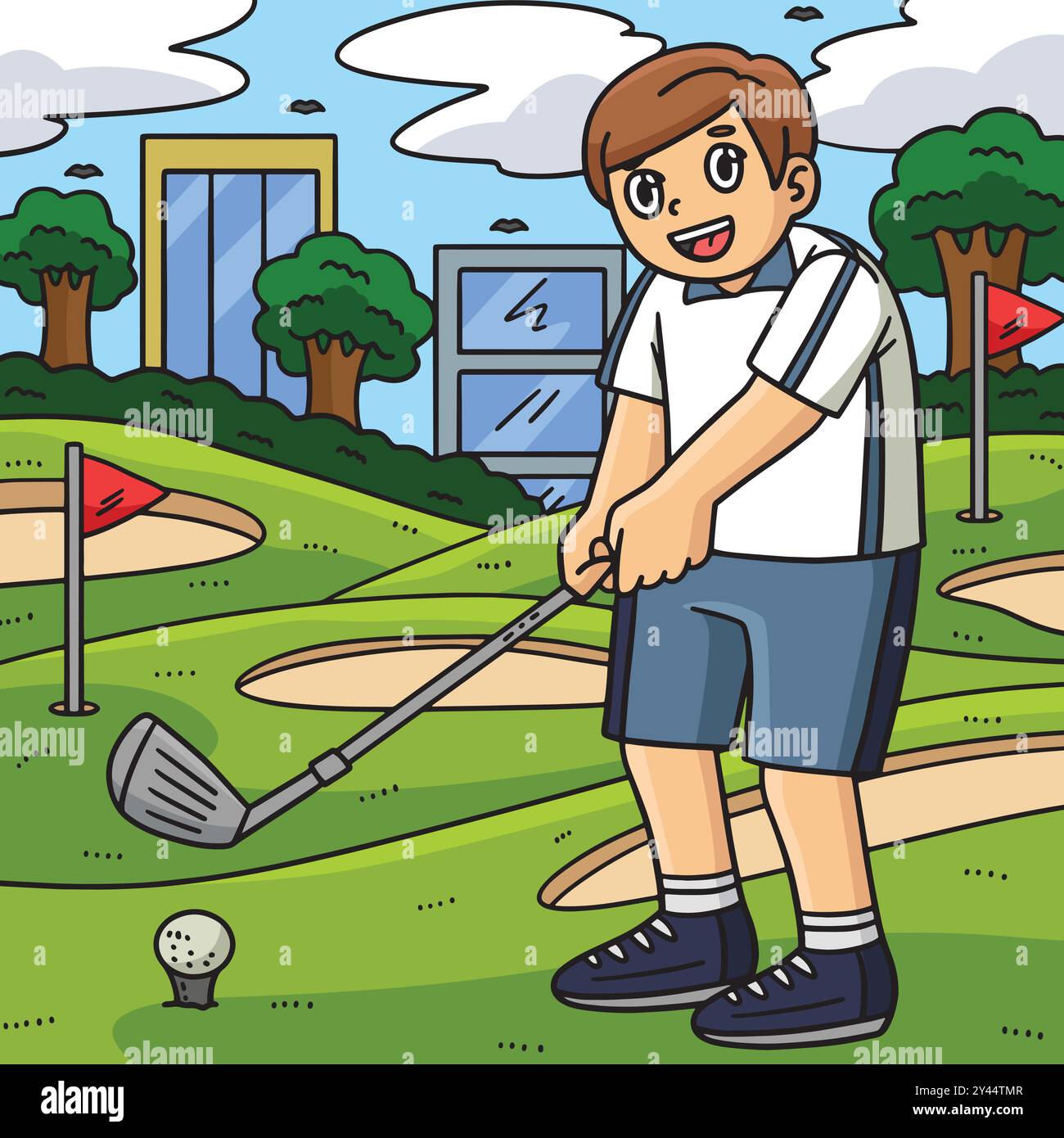 Golf Golfer Getting Ready to Hit Colored Cartoon Stock Vector Image ...
