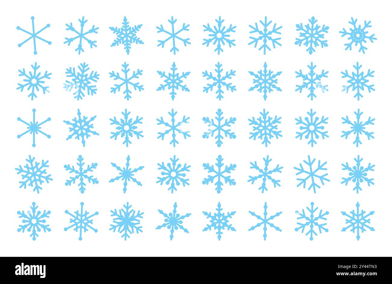 Light blue snowflakes icons collection. Flat snowflakes silhouette. For ...