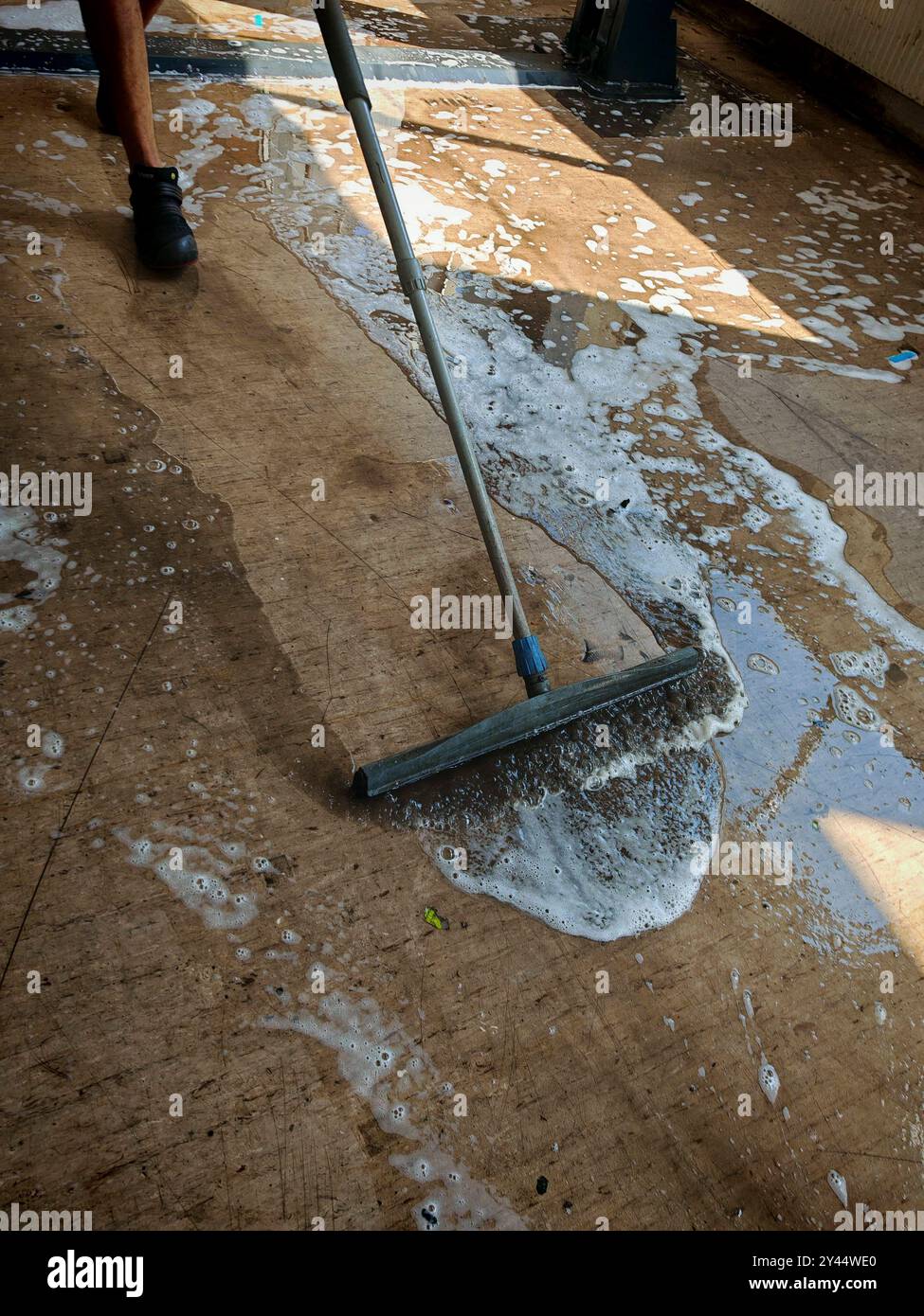 wet floor cleaning with water for hygienic reasons and disinfection wet ...