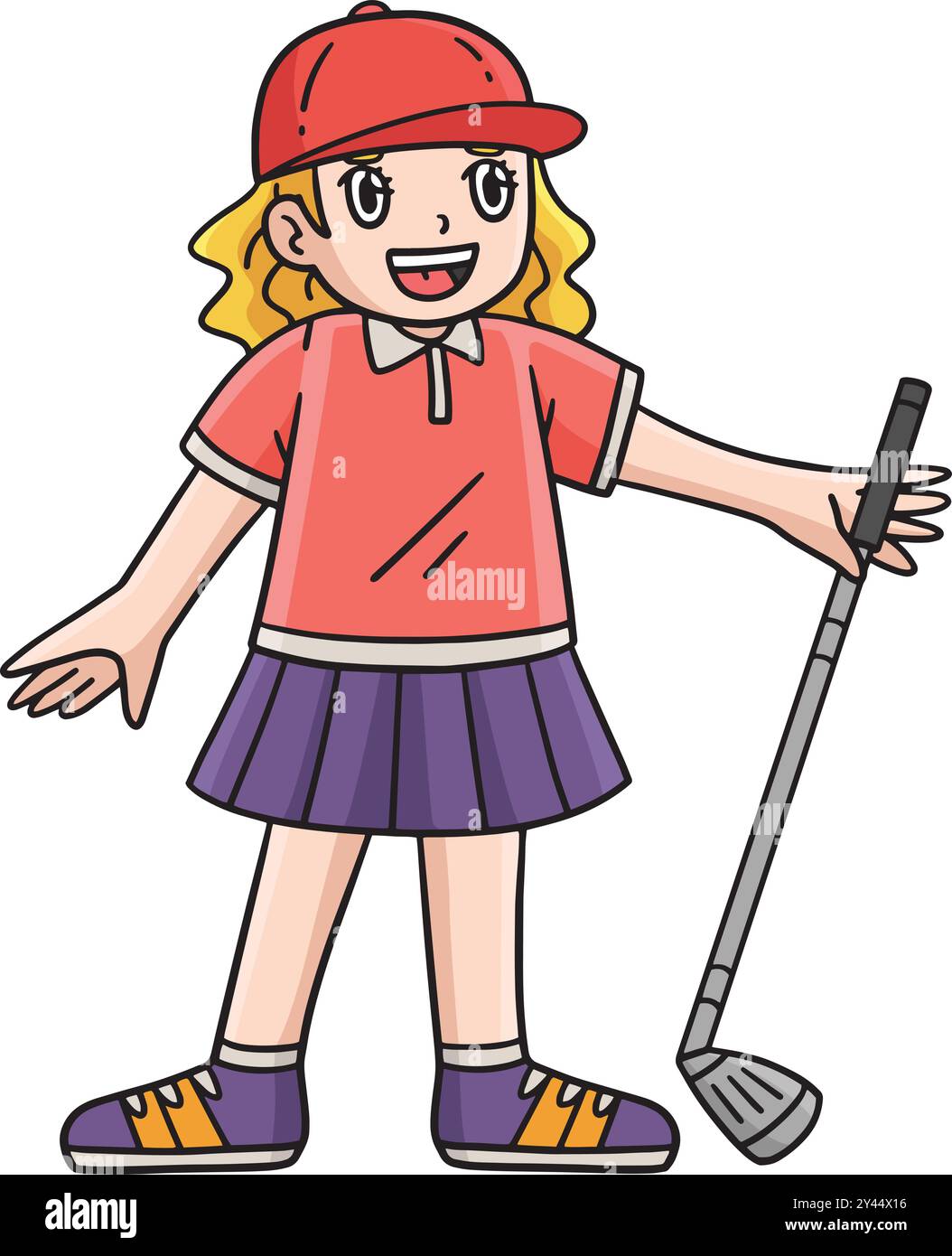 Golf Female Golfer with a Club Cartoon Clipart Stock Vector Image & Art ...