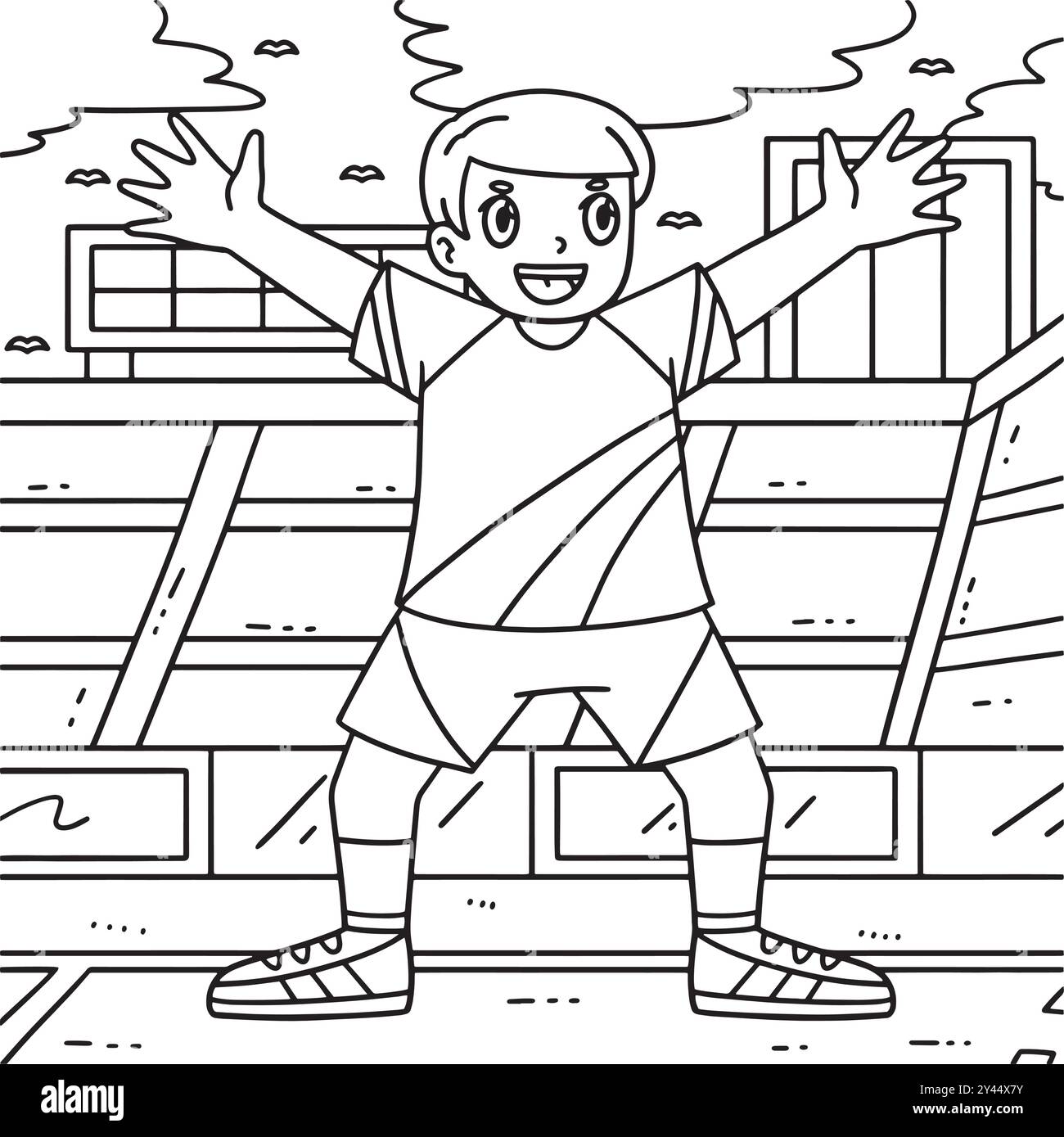 Handball Player in Defense Position Coloring Page Stock Vector Image ...