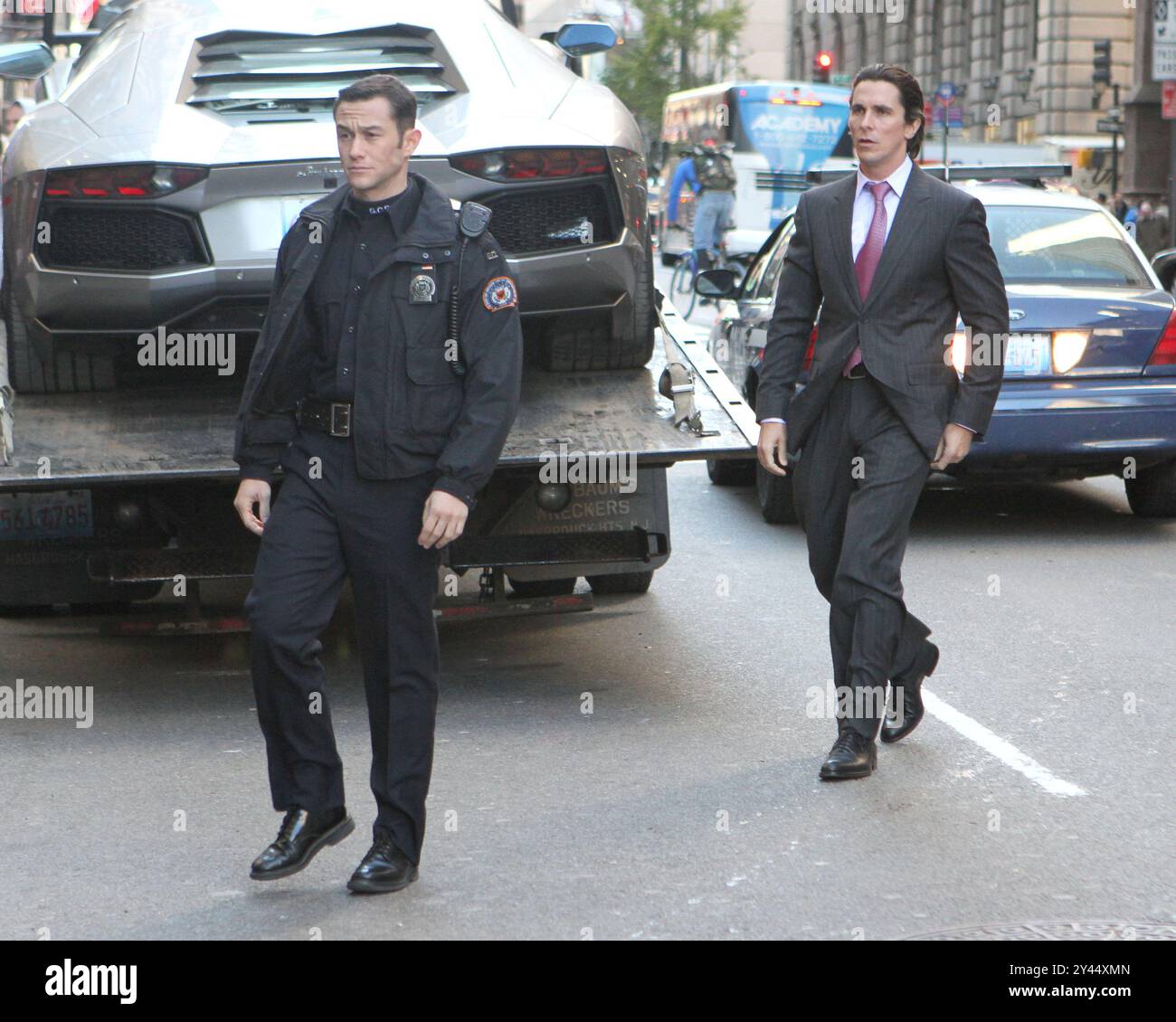 Joseph Gordon-Levitt and Christian Bale are seen on the set of 'The ...