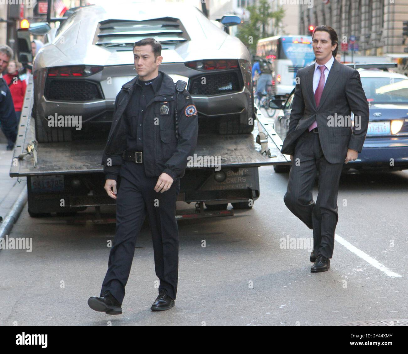 Joseph Gordon-Levitt and Christian Bale are seen on the set of 'The ...