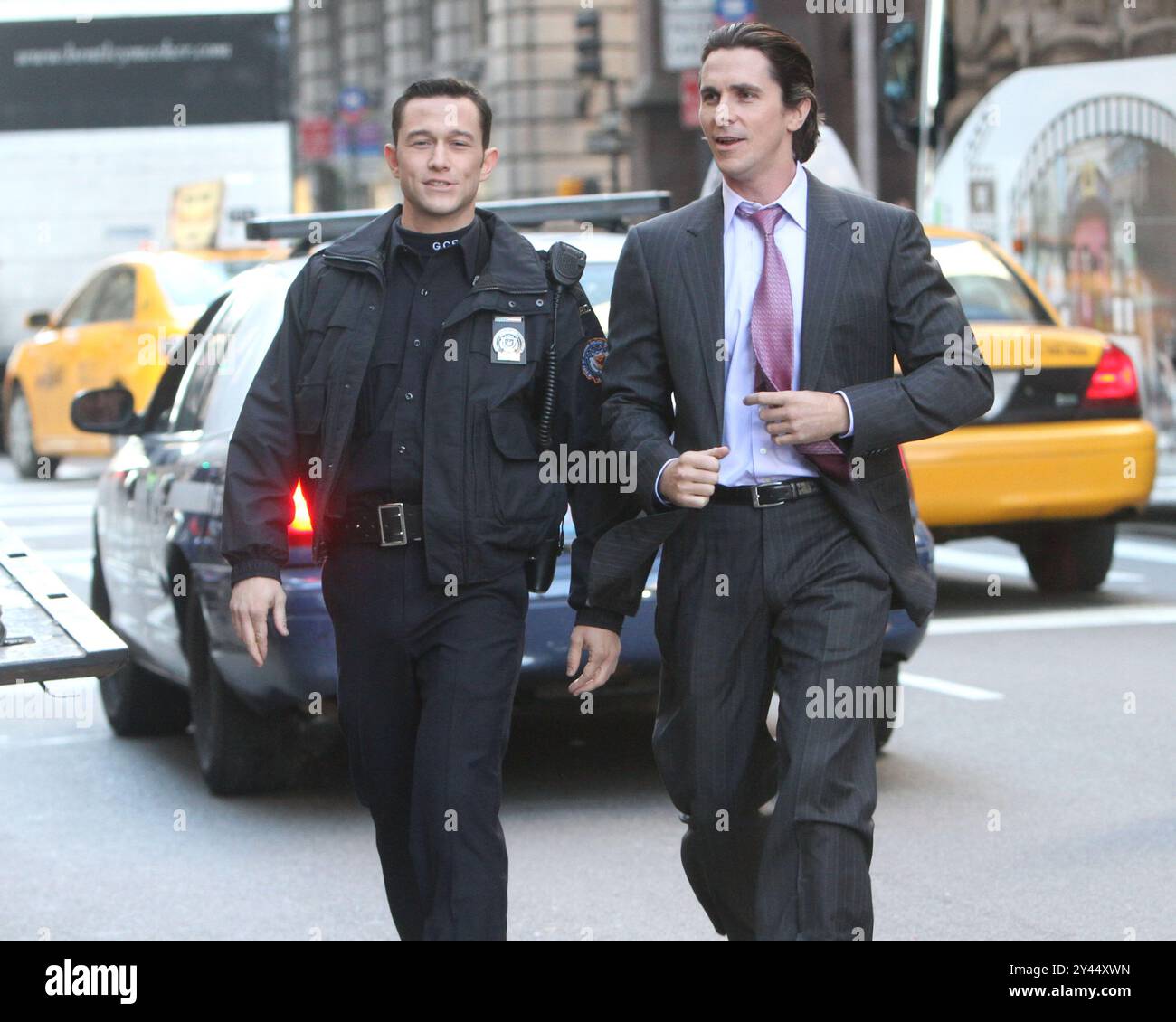 Joseph Gordon-Levitt and Christian Bale are seen on the set of 'The ...
