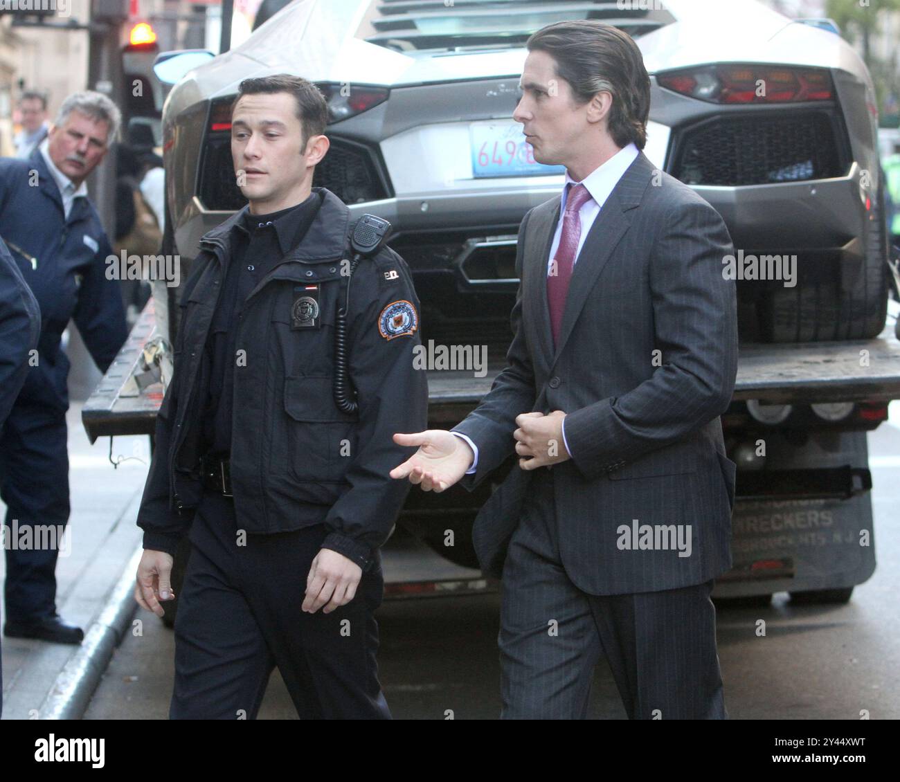 Joseph Gordon-Levitt and Christian Bale are seen on the set of 'The ...
