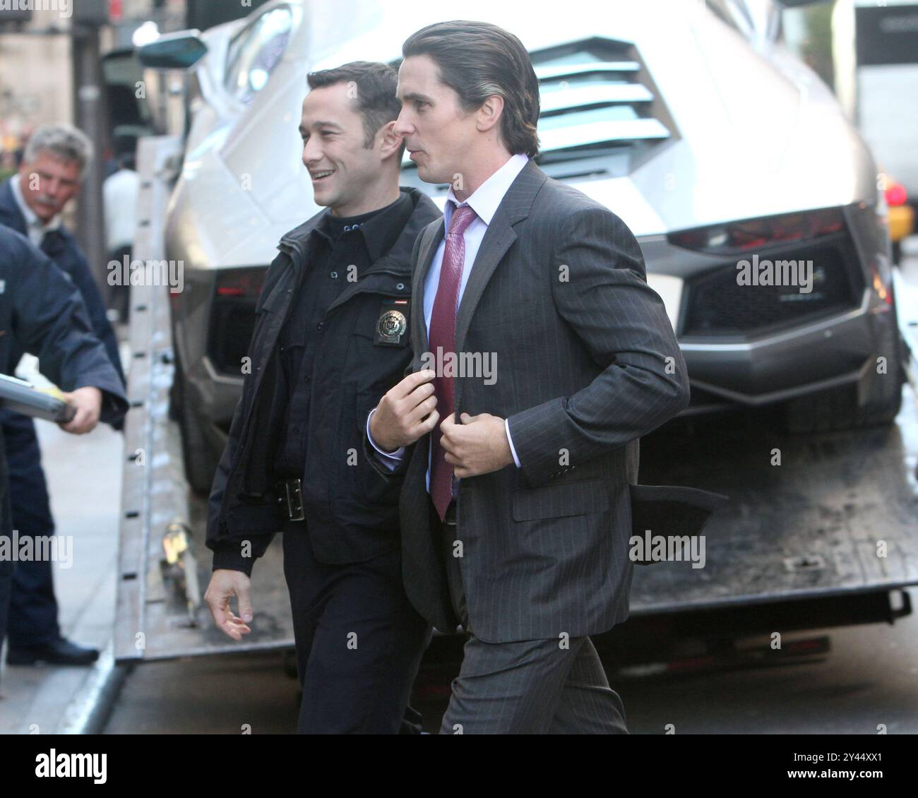 Joseph Gordon-Levitt and Christian Bale are seen on the set of 'The ...