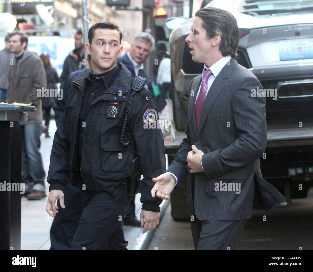 Joseph Gordon-Levitt and Christian Bale are seen on the set of 'The ...