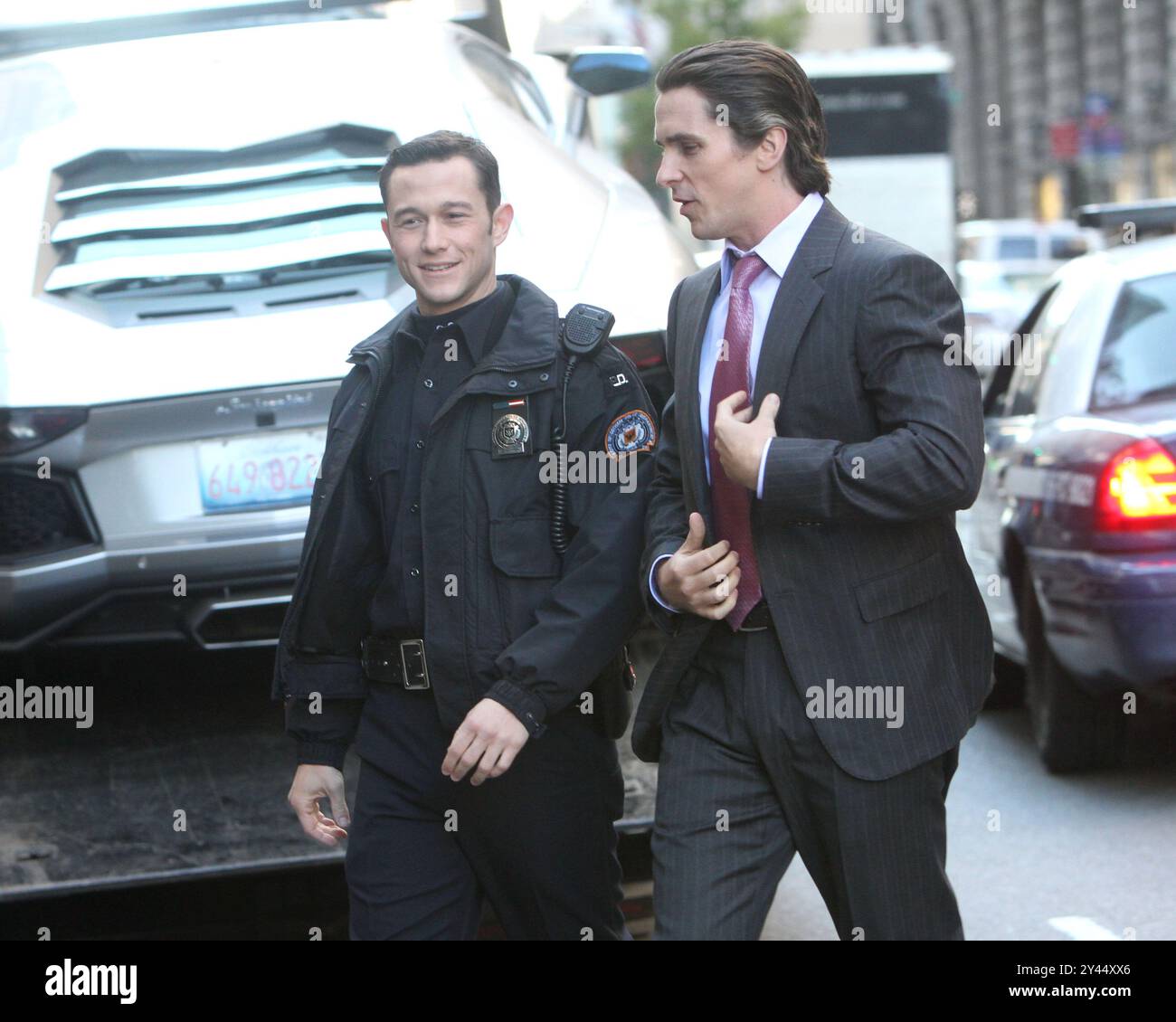Joseph Gordon-Levitt and Christian Bale are seen on the set of 'The ...