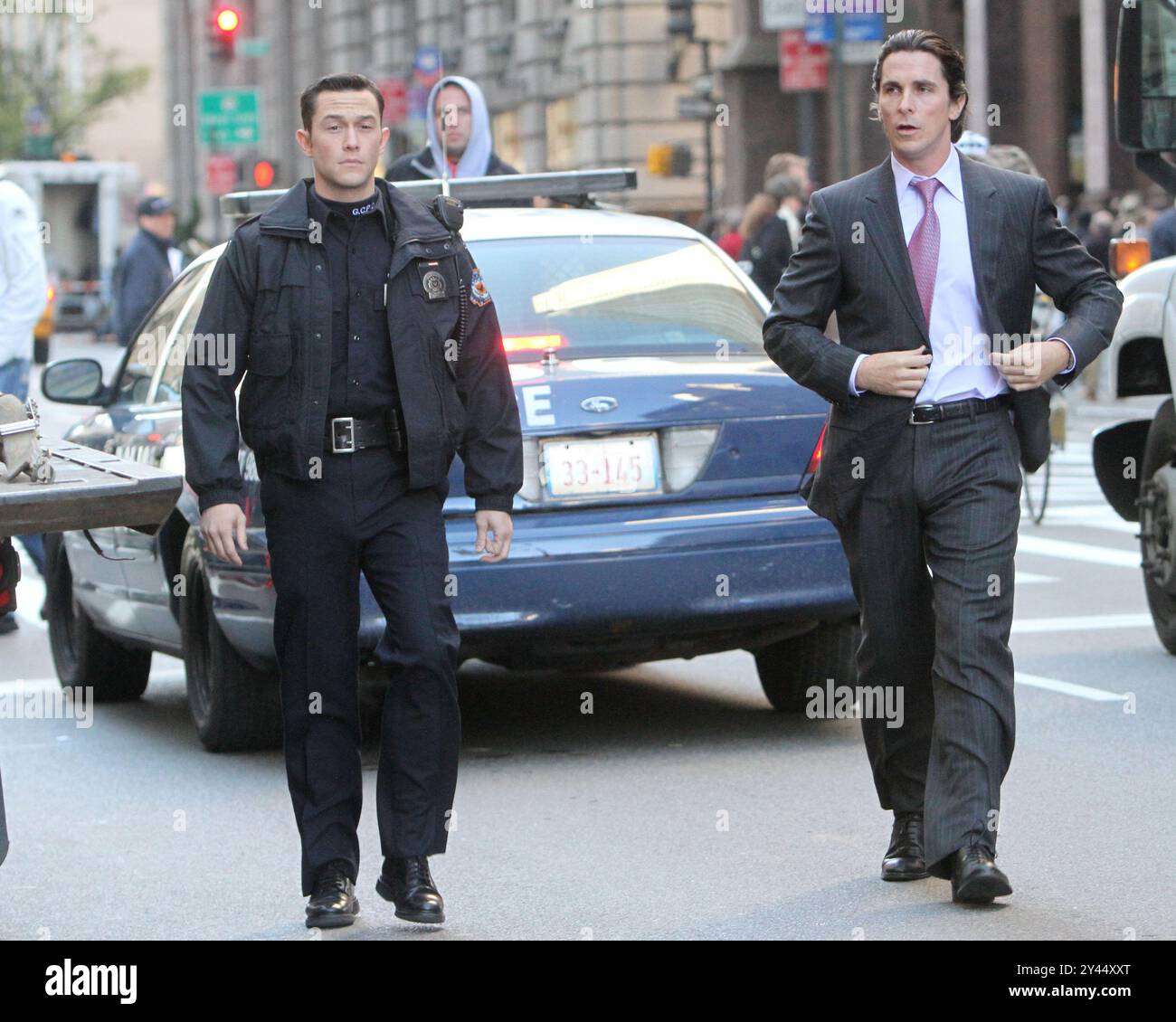 Joseph Gordon-Levitt and Christian Bale are seen on the set of 'The ...