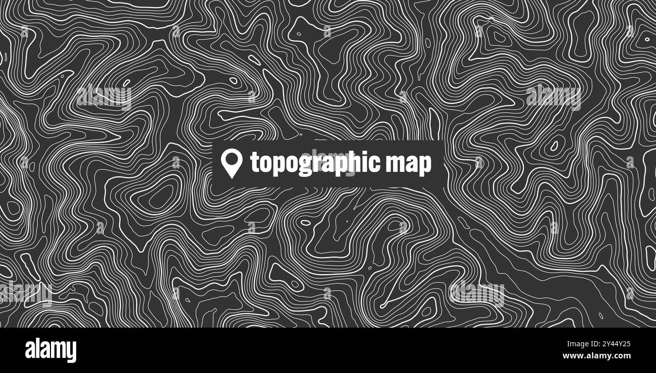 Topographic map with contour lines. Geographic terrain grid, relief ...