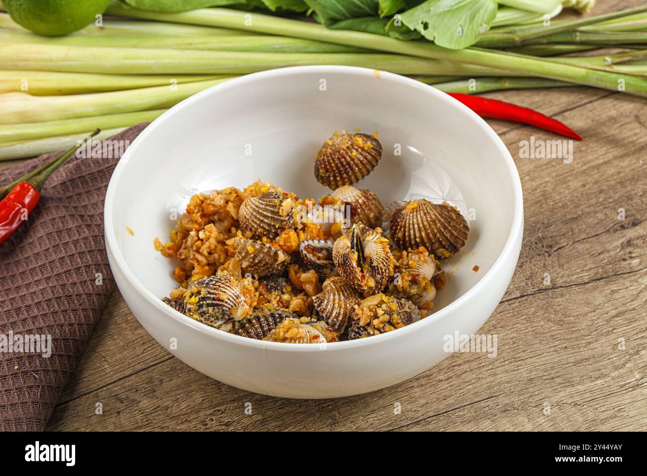 Blood Cockle Fried With Garlic and spices Stock Photo - Alamy