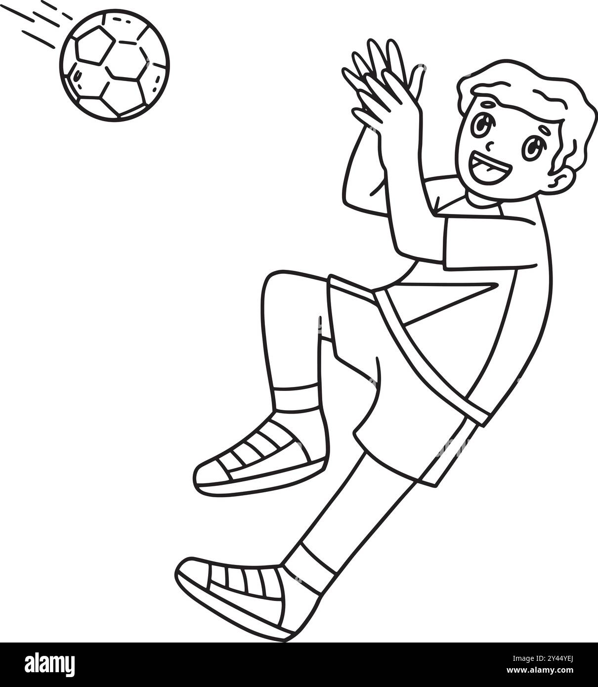 Handball Player Catching Ball Isolated Coloring Stock Vector Image ...