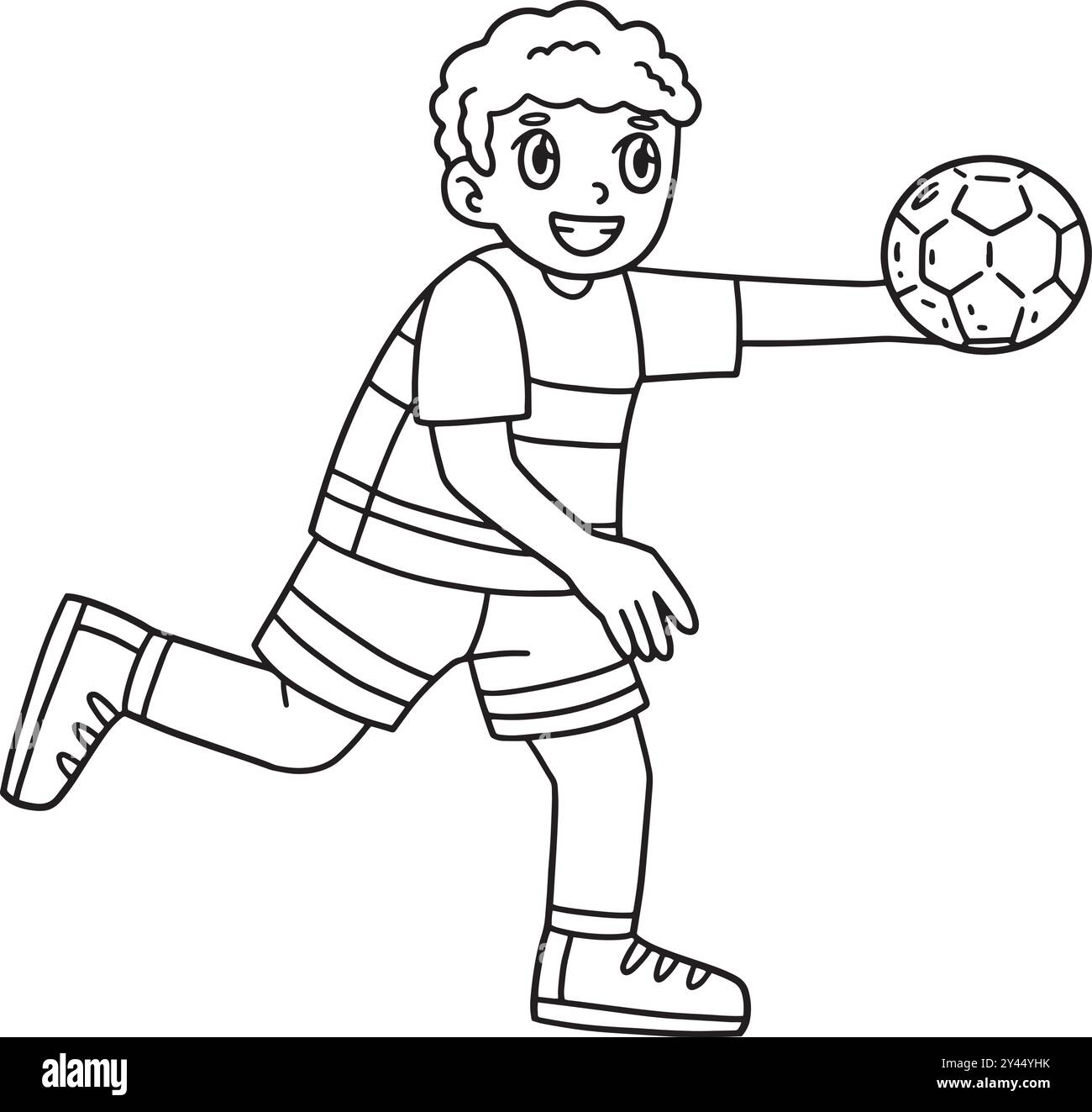 Handball Player Running with the Ball Isolated Stock Vector Image & Art ...