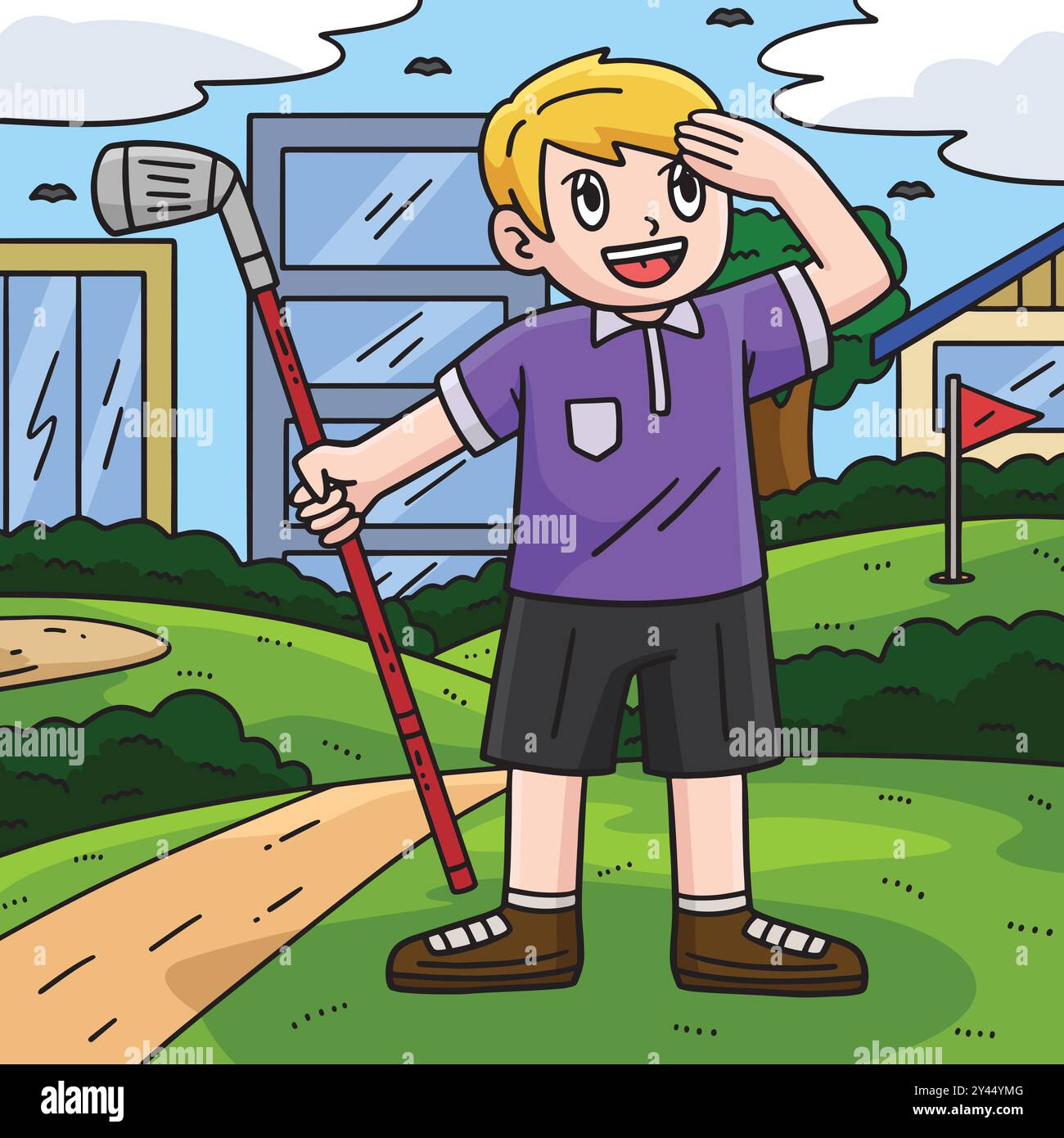 Golf Golfer Searching for a Ball Colored Cartoon Stock Vector Image ...
