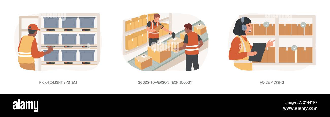 Warehousing technologies isolated cartoon vector illustrations se Stock ...