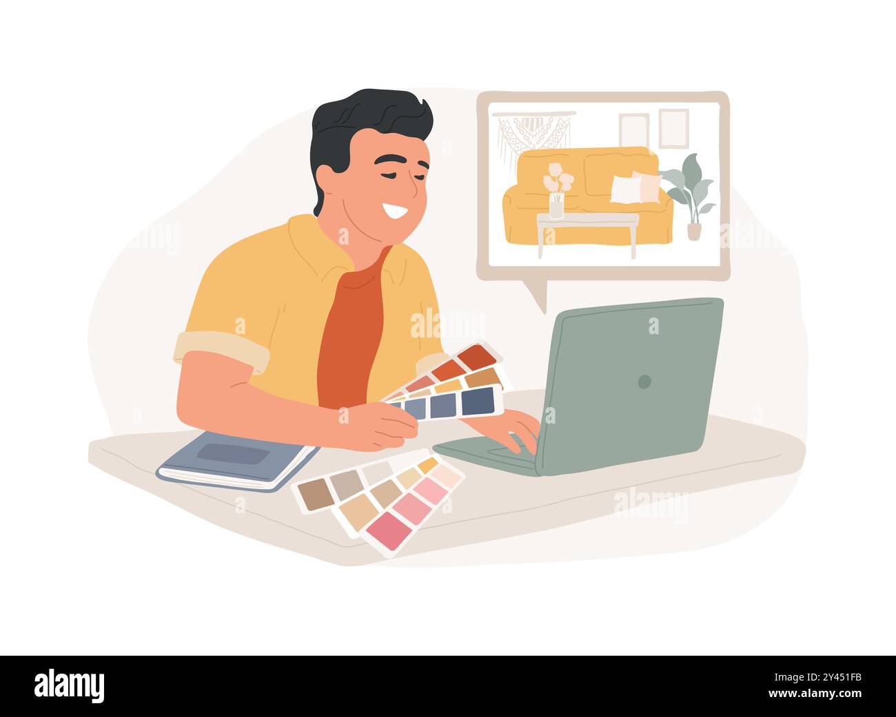 Interior design isolated cartoon vector illustrations Stock Vector ...