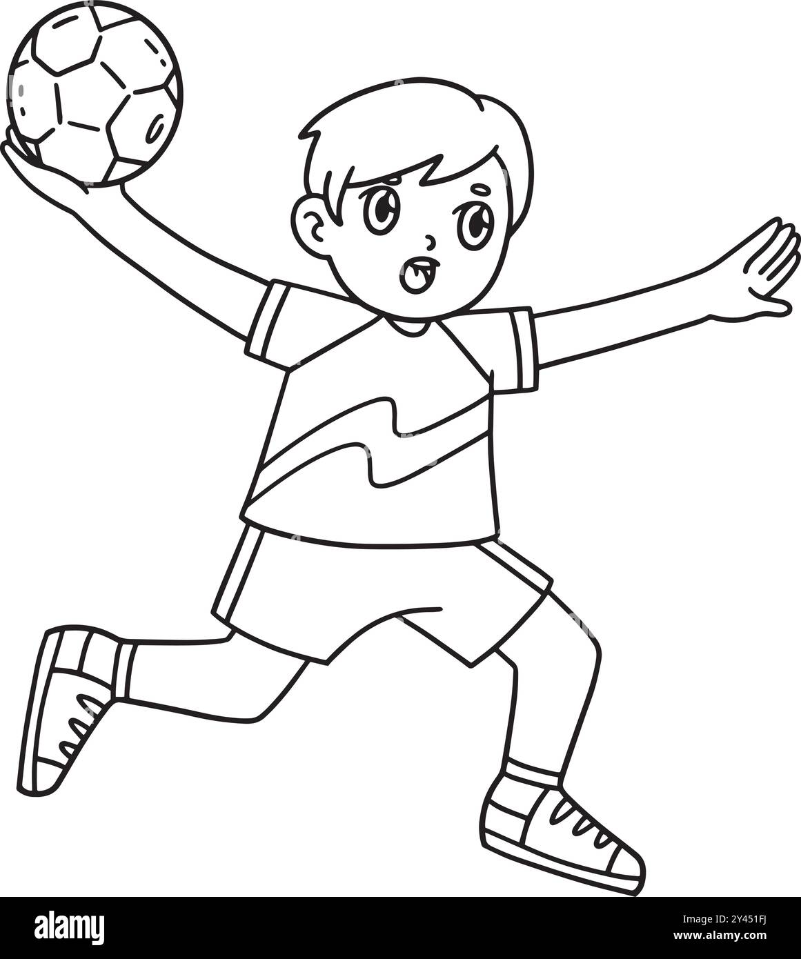 Handball Player doing Jump Shot Isolated Coloring Stock Vector Image ...