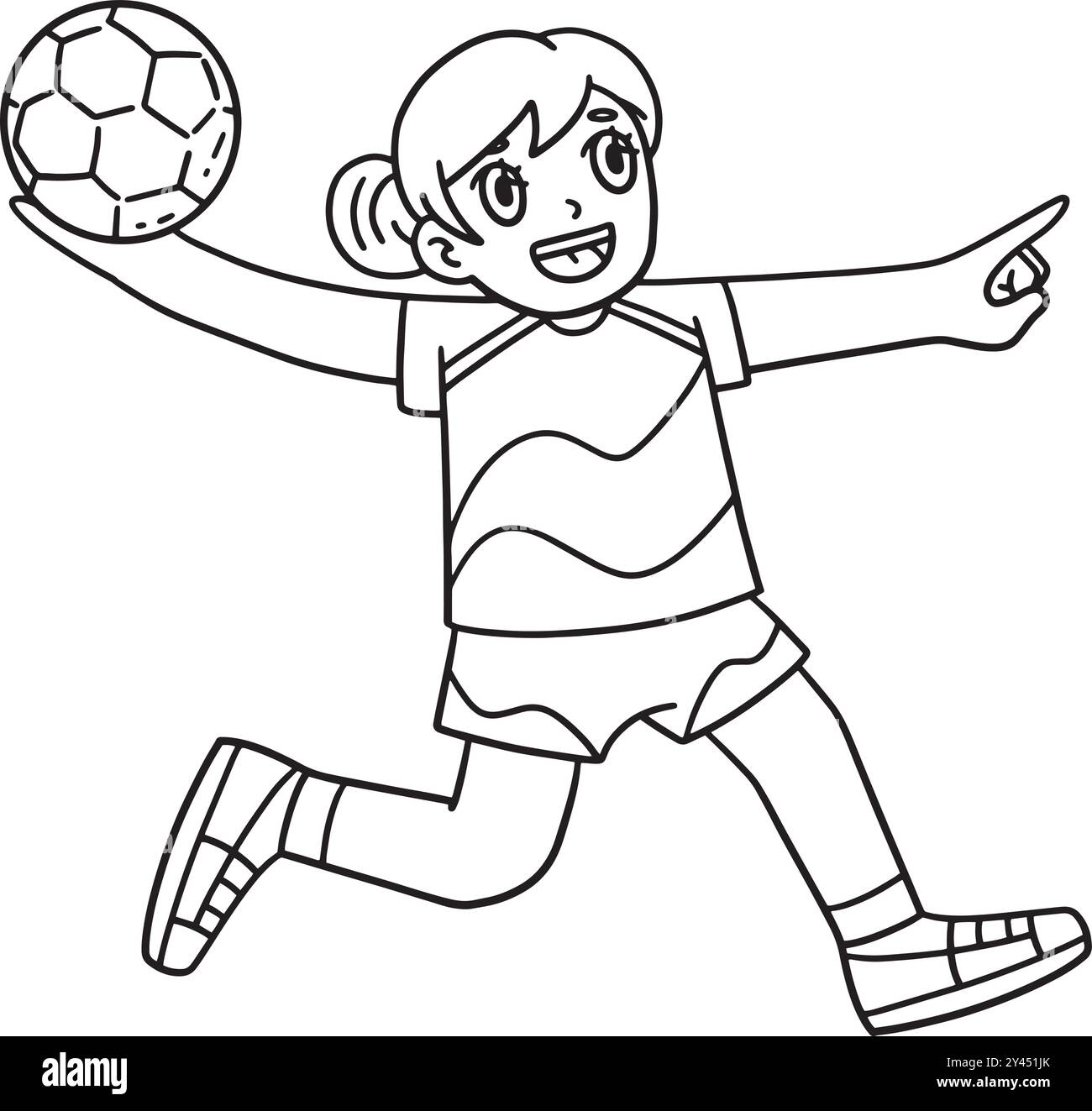 Female Handball Player Ready to Pass Ball Isolated Stock Vector Image ...