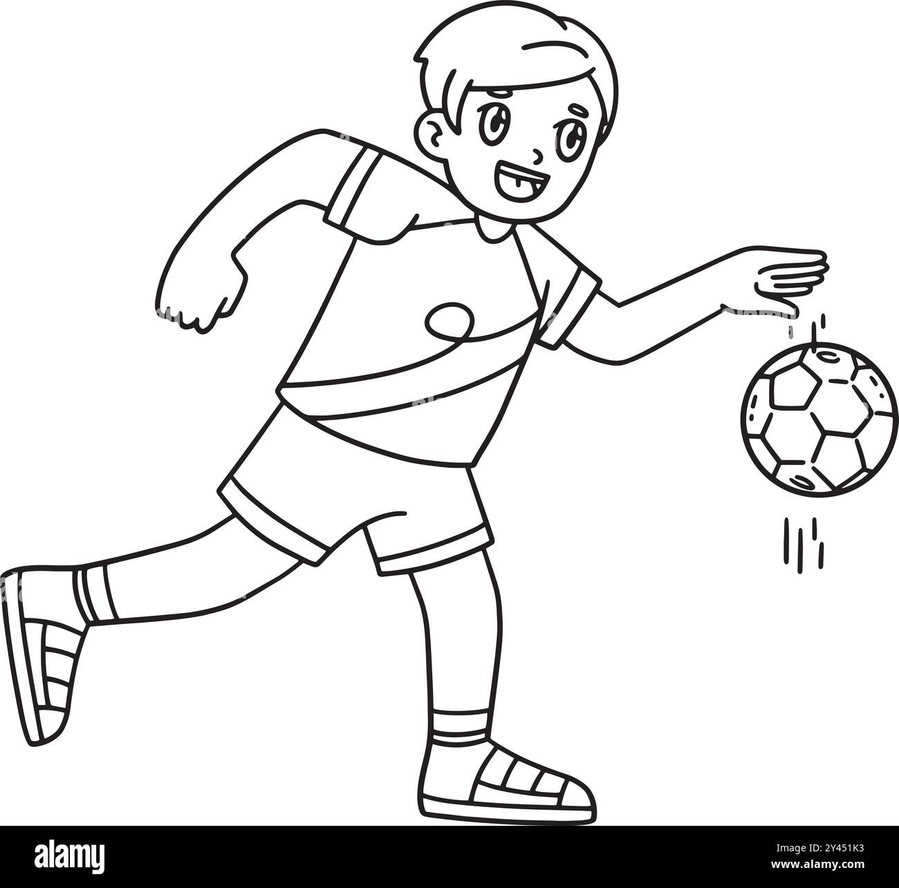 Handball Player Dribbling Ball Isolated Coloring Stock Vector Image ...