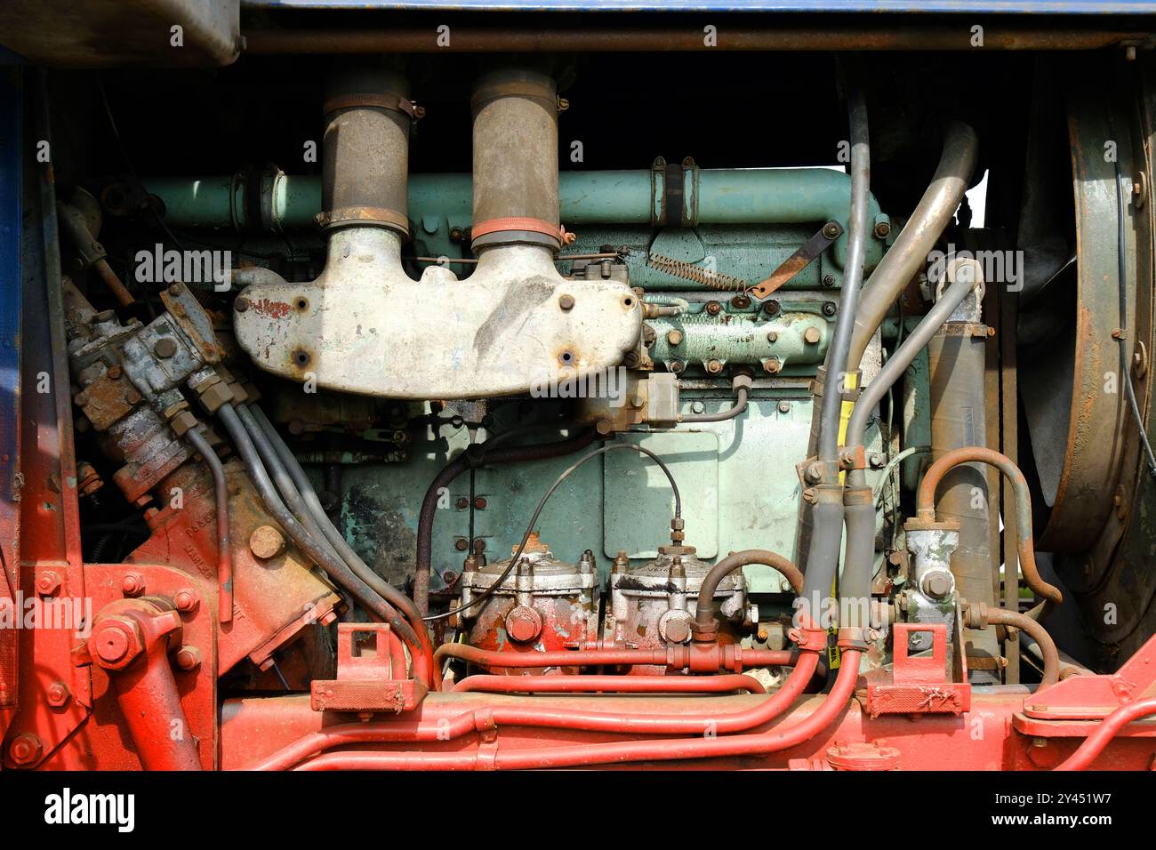 Close-up of a Meadows/Scammell Explorer 10.6 litre six cylinder engine ...
