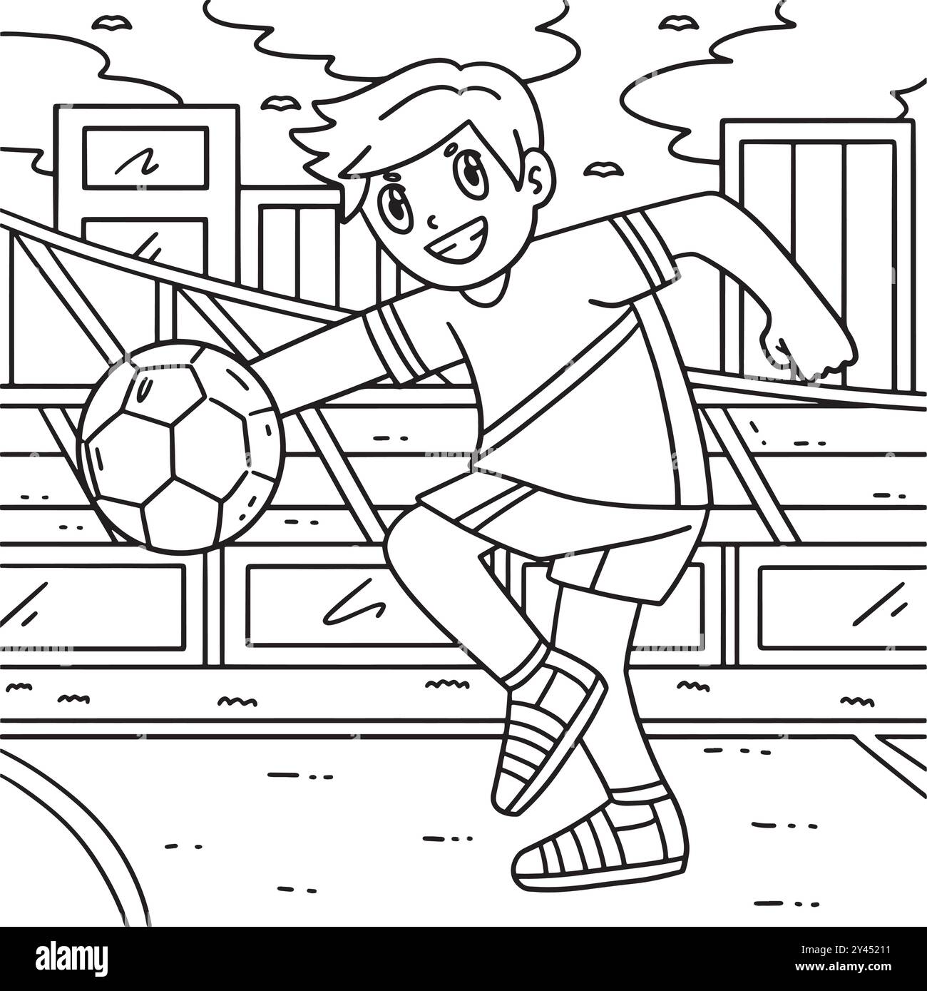 Handball Player Taking Aim Coloring Page for Kids Stock Vector Image ...