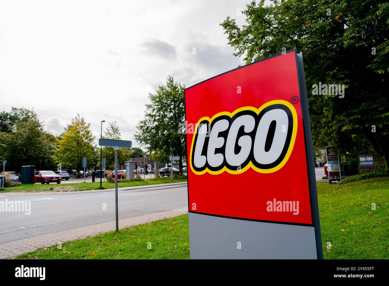 Billund, Denmark. 11th Sep, 2024. A view of the sign LEGO in Billund ...