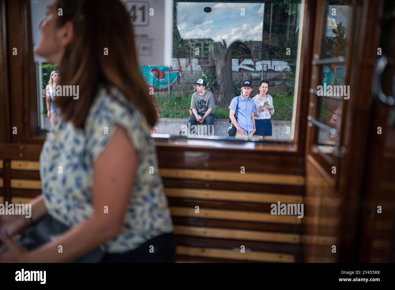 Historic Tram Line 41, restored from 1930, with real tram conductor ...