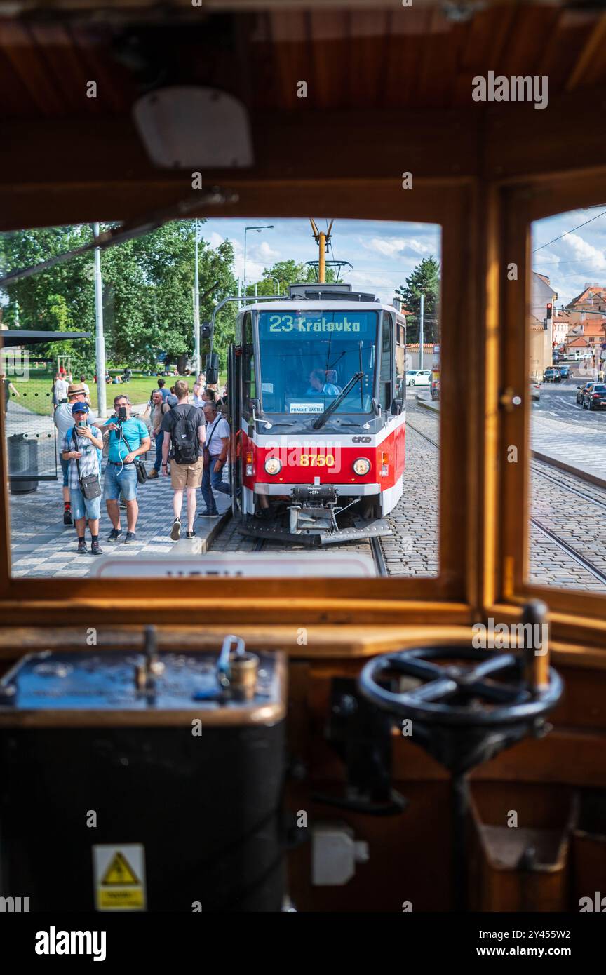 Historic Tram Line 41, restored from 1930, with real tram conductor ...