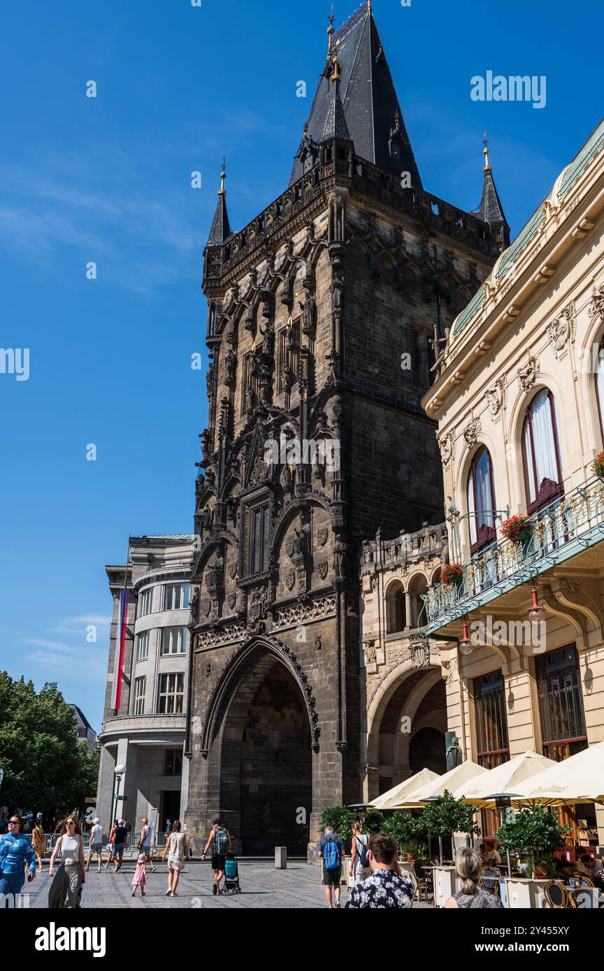 Prašná brána, the Powder Tower of Prague Stock Photo - Alamy