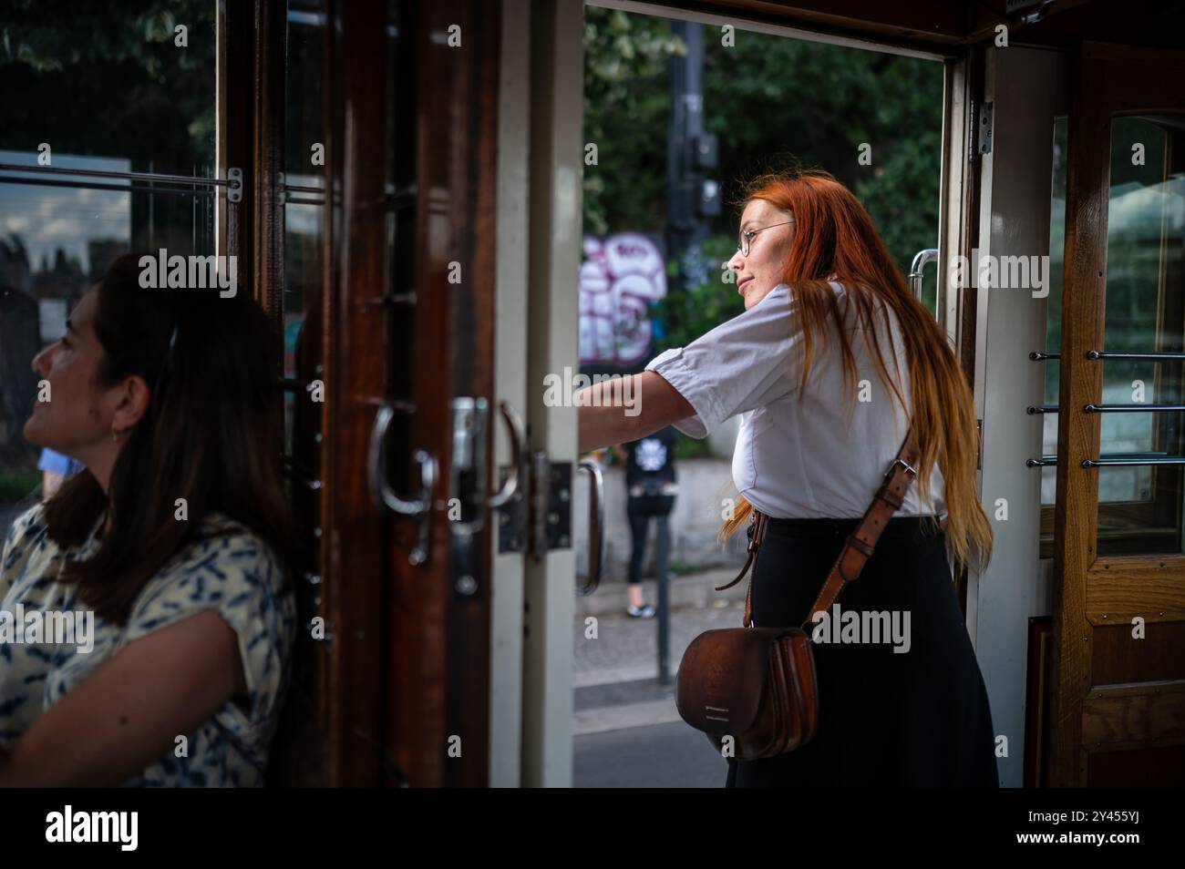 Historic Tram Line 41, restored from 1930, with real tram conductor ...