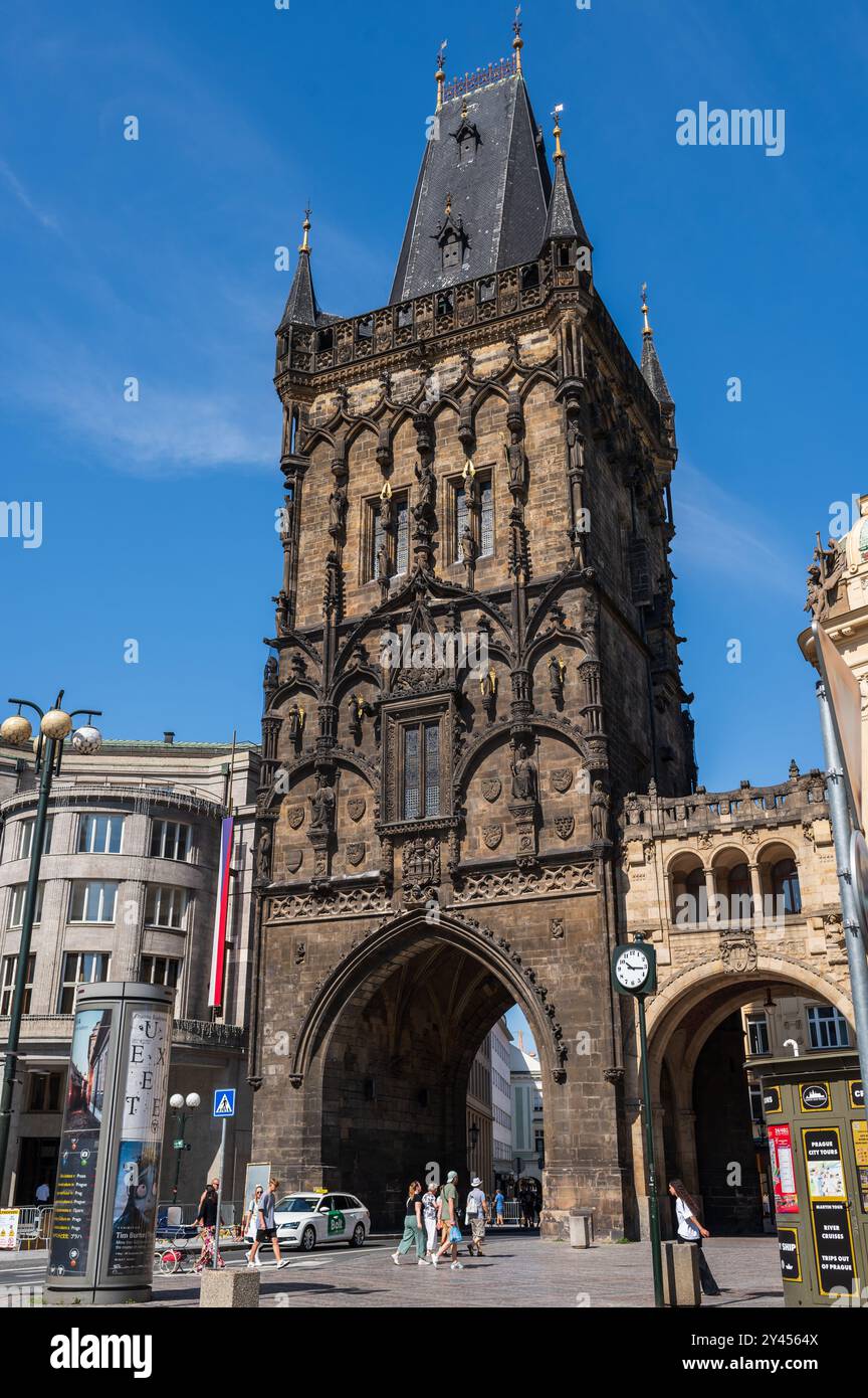Prašná brána, the Powder Tower of Prague Stock Photo - Alamy