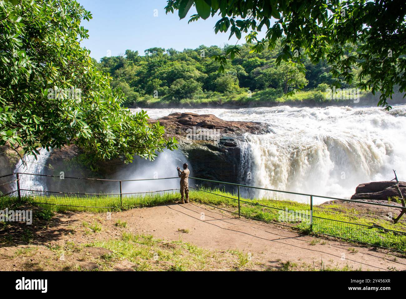 The top of Murchison Falls along the River Nile in the park of the same ...