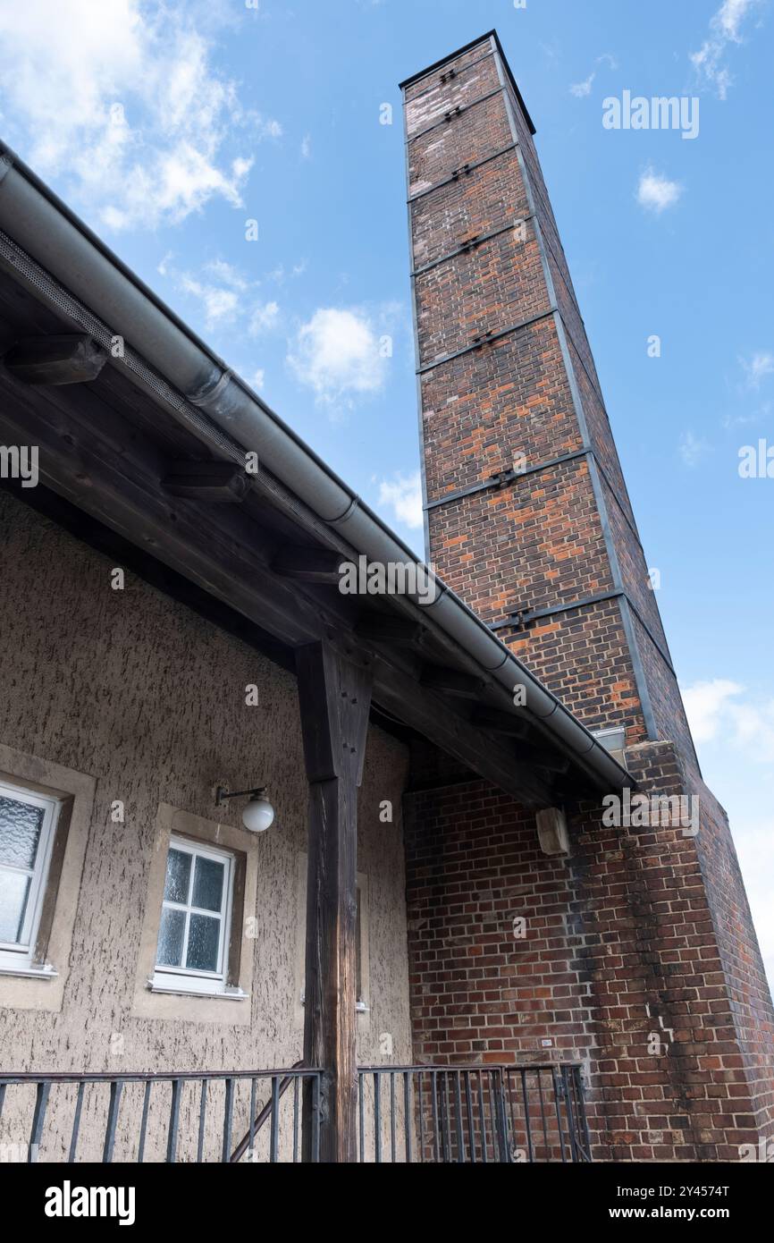Buchenwald concentration camp. Outside view of the crematorium with ...